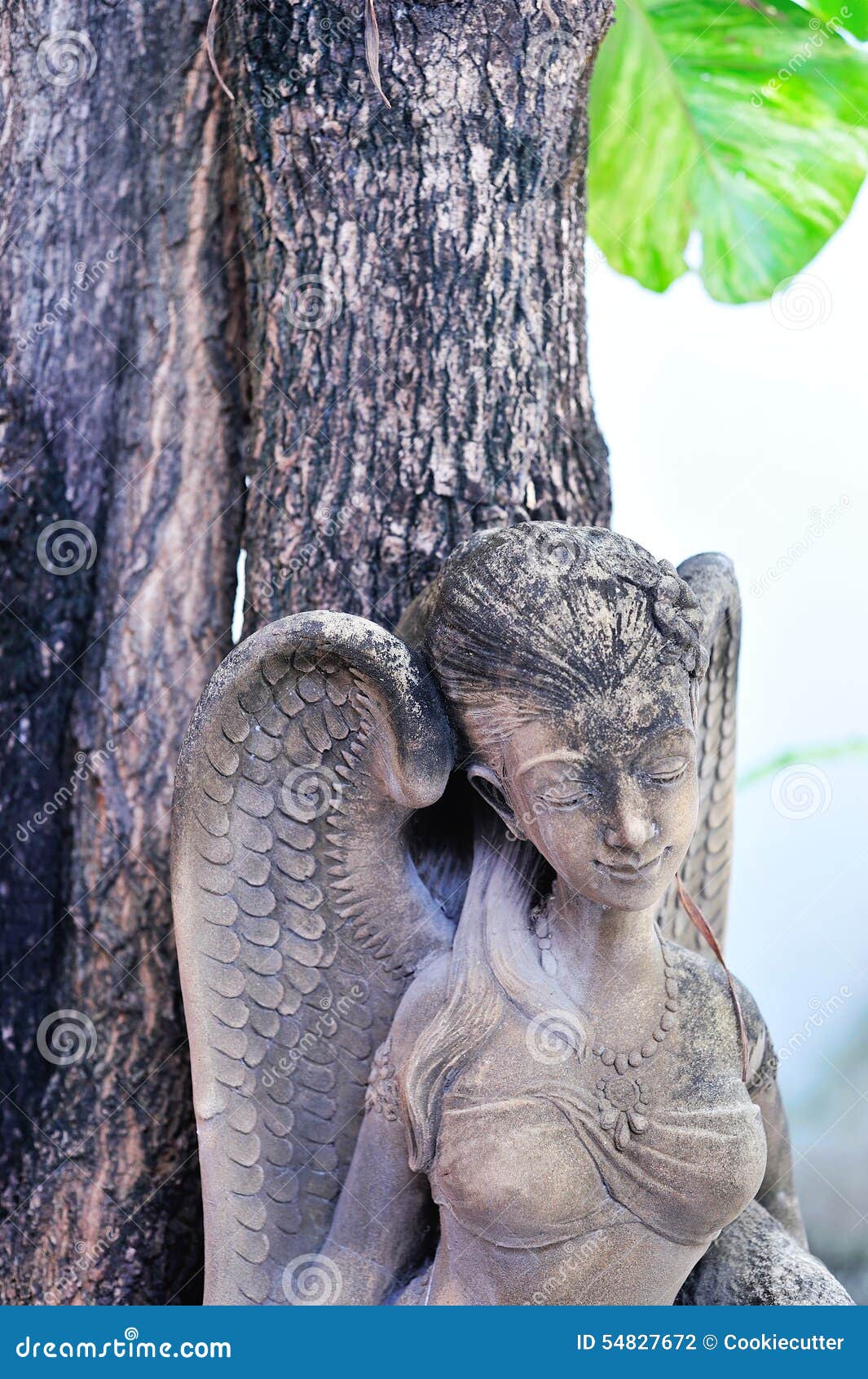 Angel Statue in Nature Place in Soft Light Stock Photo - Image of face ...