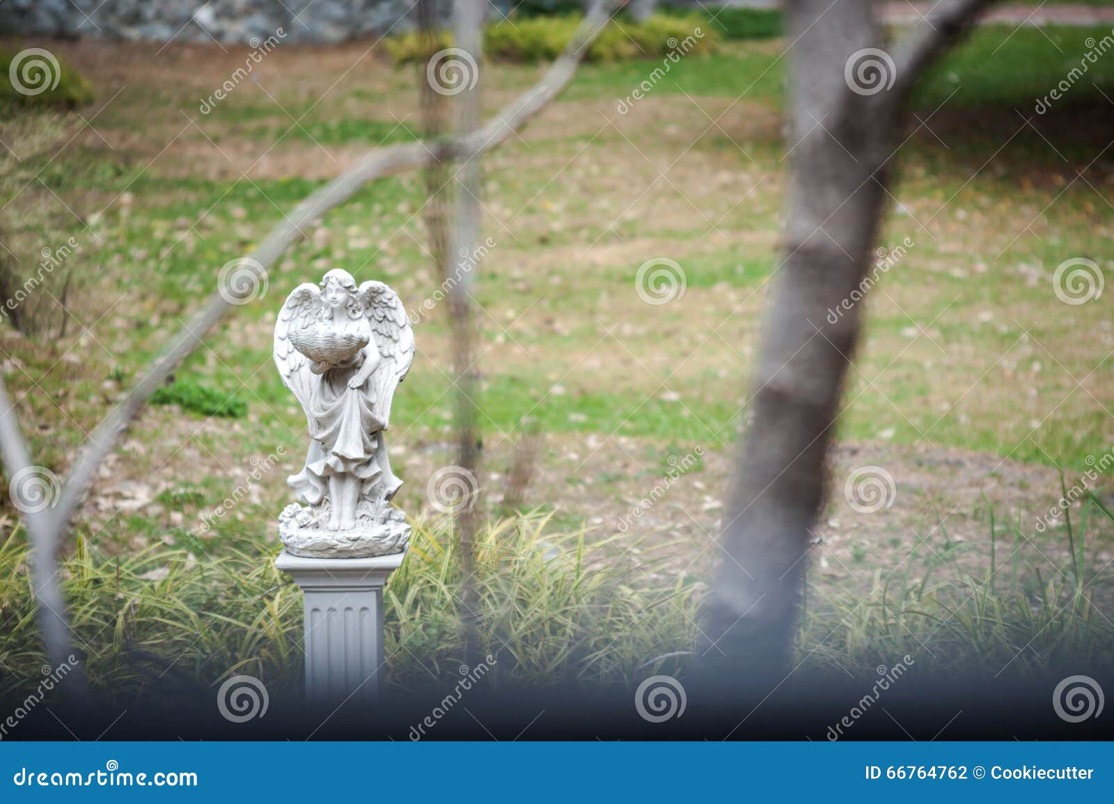 Angel Statue in Nature Place in Soft Light Stock Photo - Image of park ...