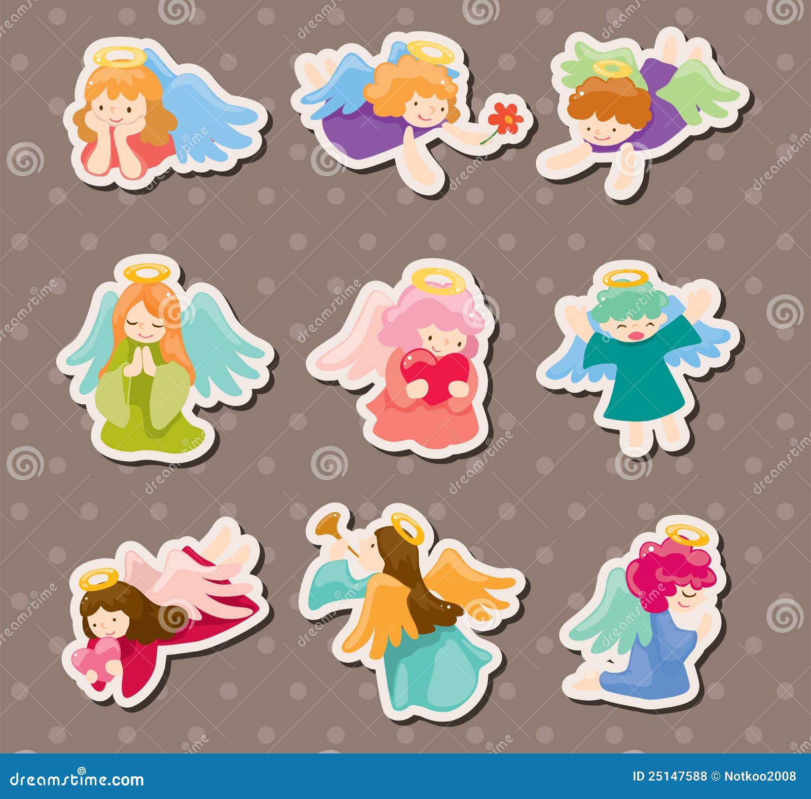 Angel stickers stock vector. Illustration of background - 25147588