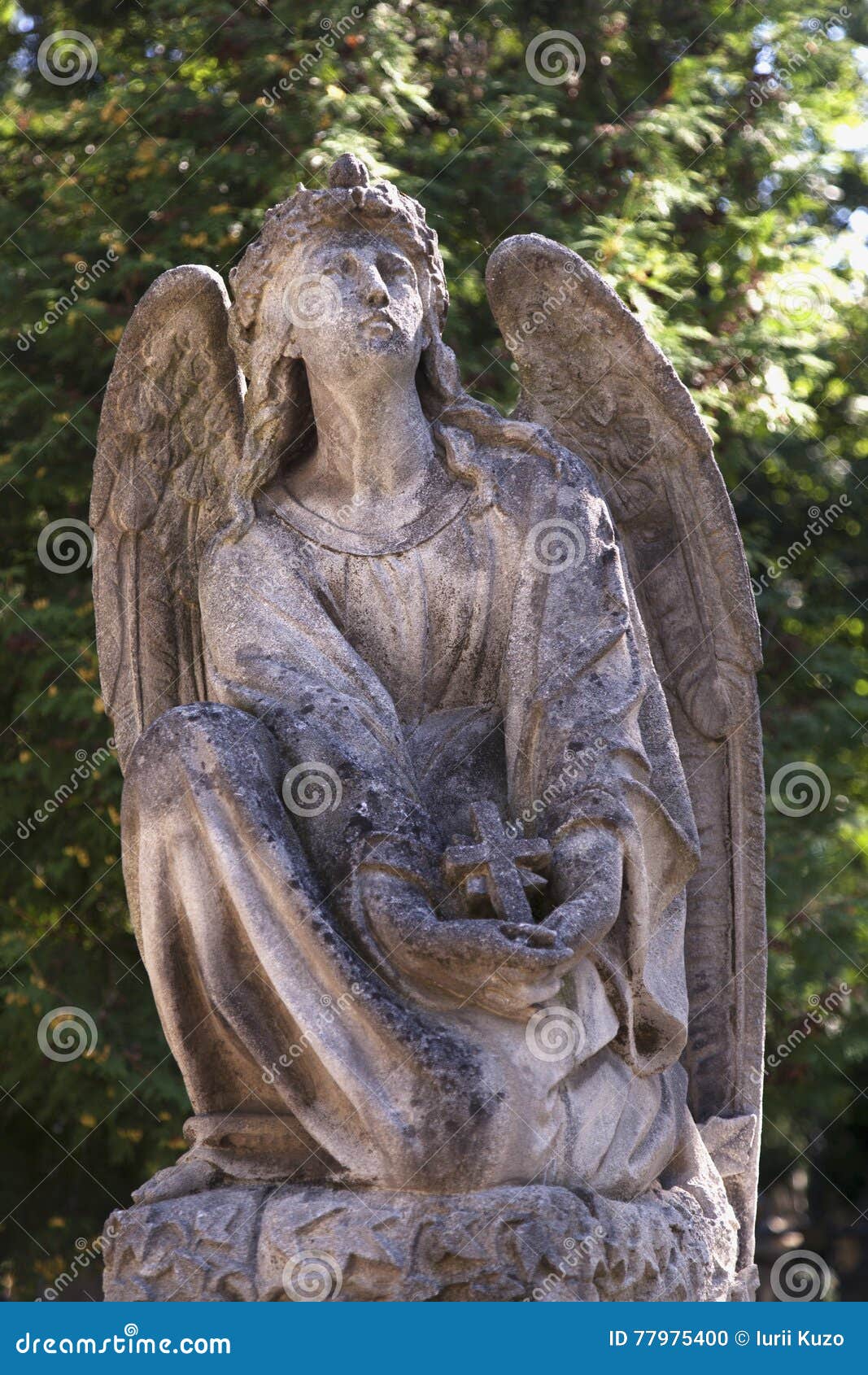 Sad Angel With Stone Flower As Symbol Of Death, Pain And Sorrow ...