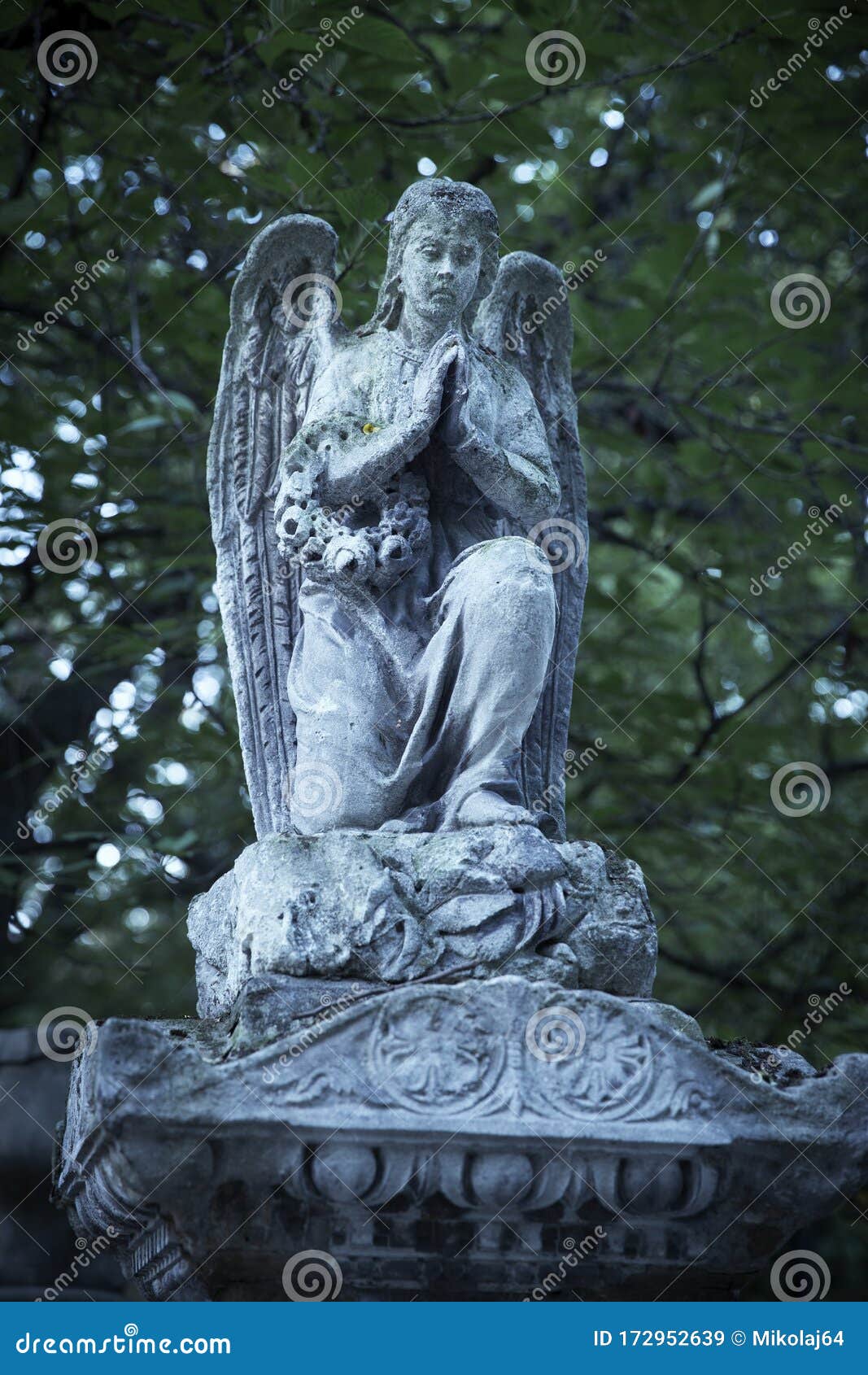 Angel Stone Statue on an Old Cemetery Stock Image - Image of autumn ...
