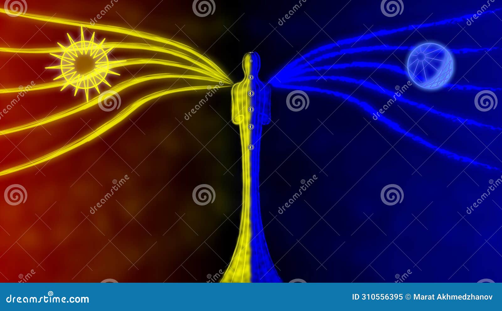 Angel of Sun and Moon Fire and Water Stock Illustration - Illustration ...