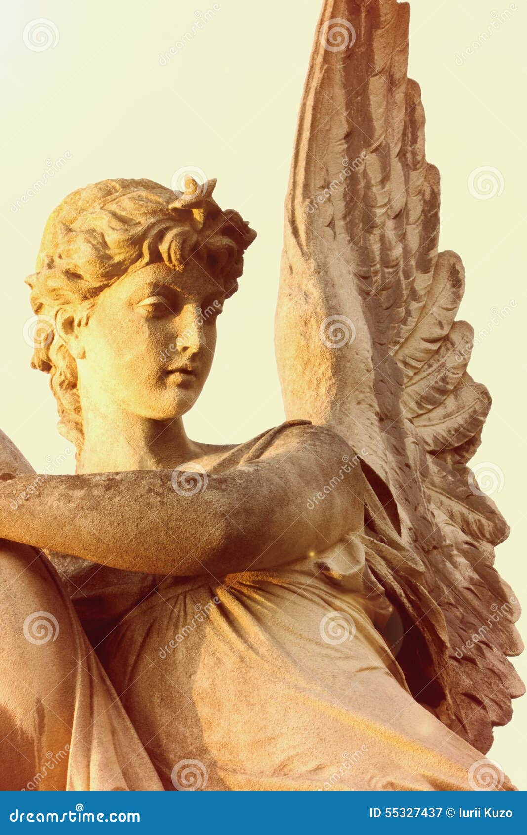 Angel in the Sunlight (antique Statue) Stock Image - Image of flowers ...