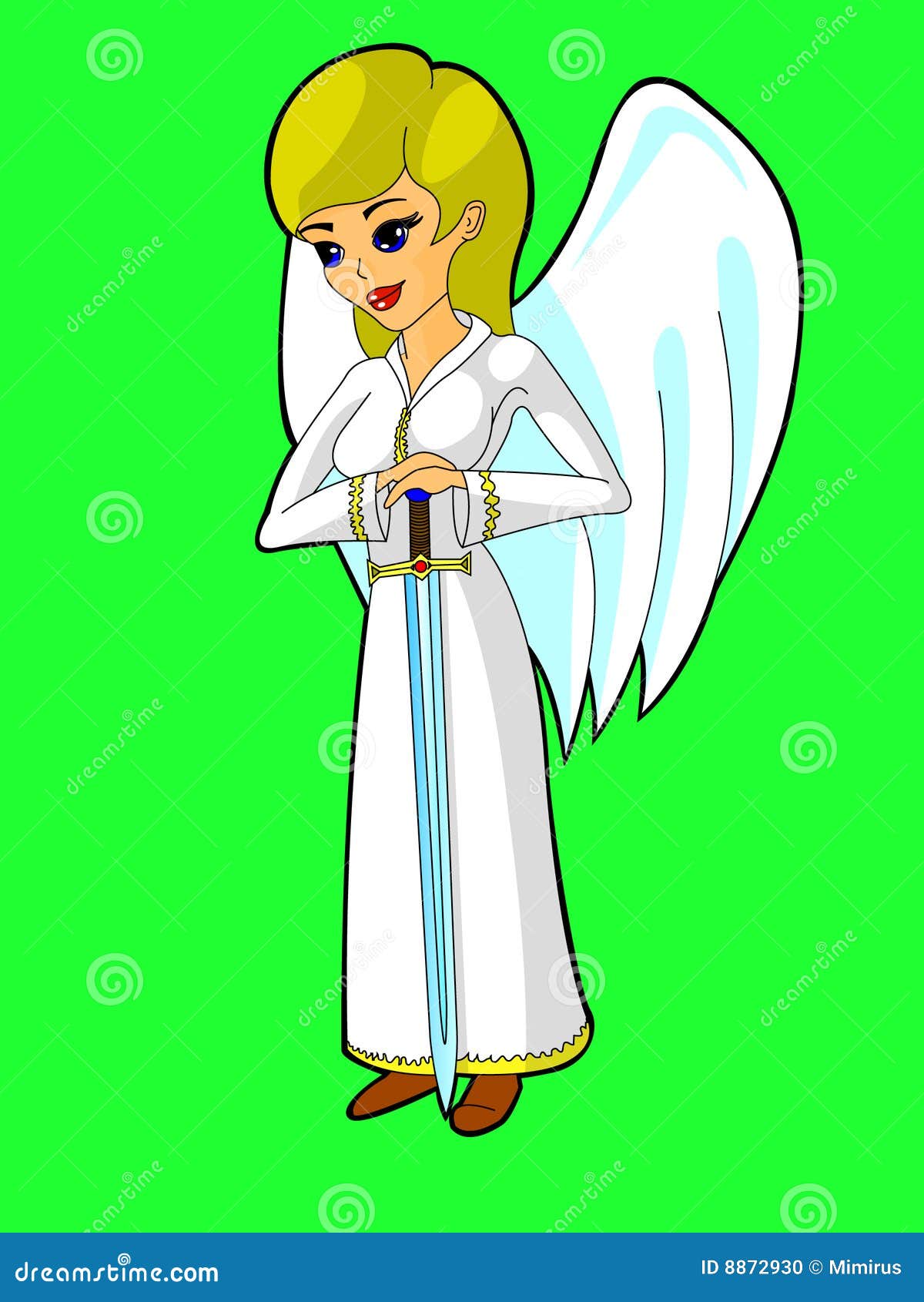 Angel with sword stock vector. Illustration of blond, cute - 8872930