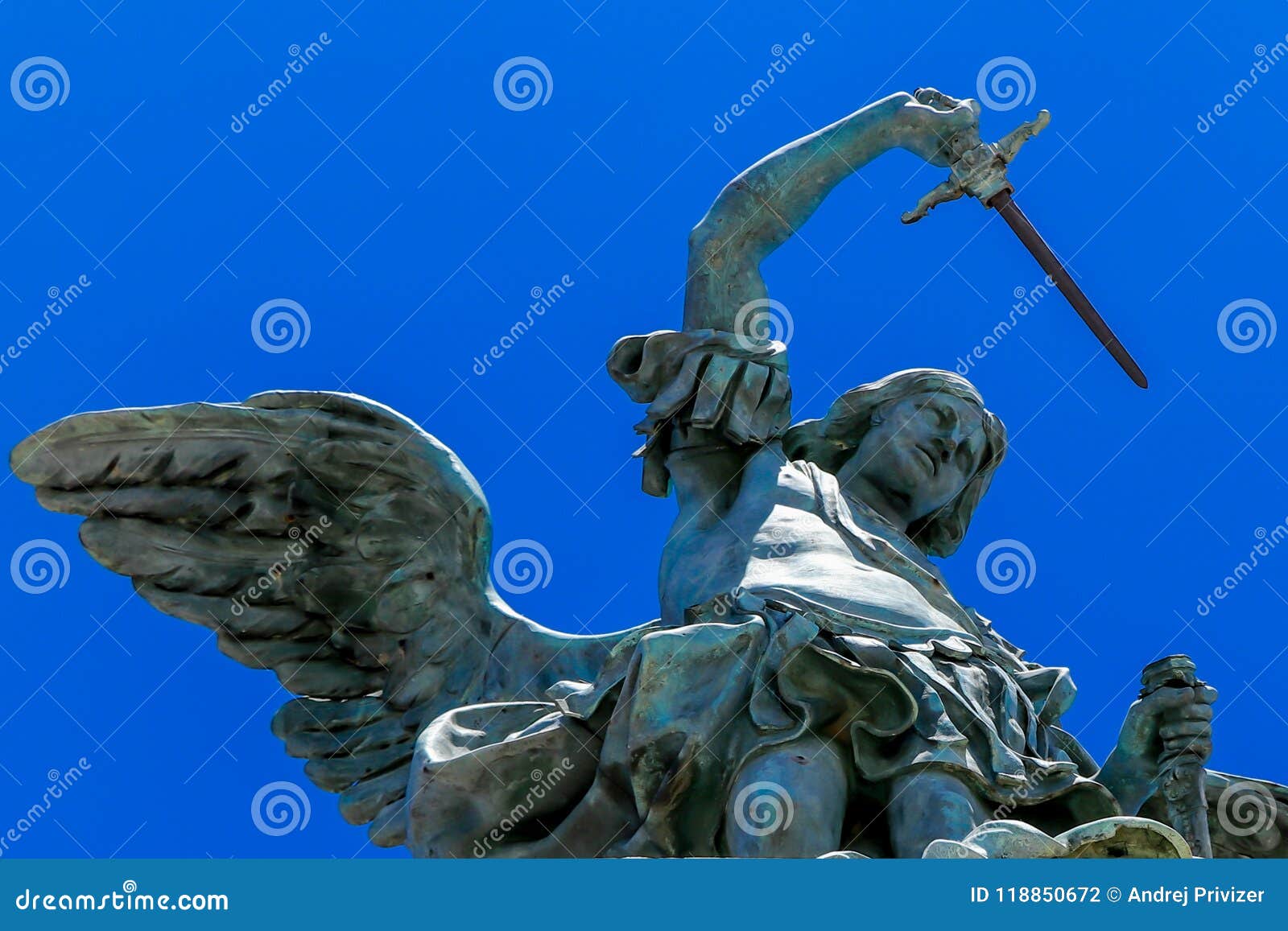 Angel with a sword stock photo. Image of inspiration - 118850672