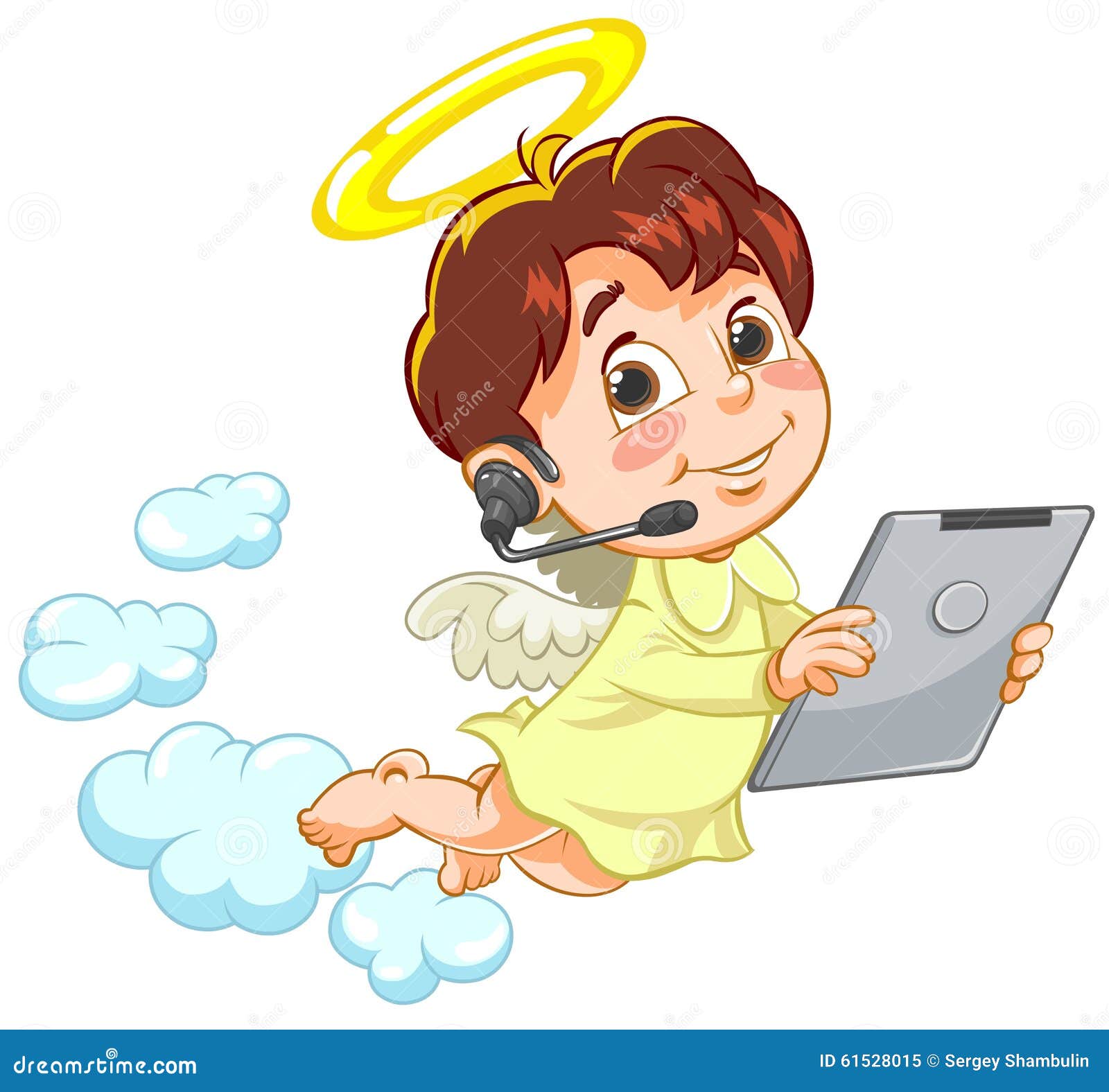 Angel with Tablet stock vector. Illustration of cherub - 61528015