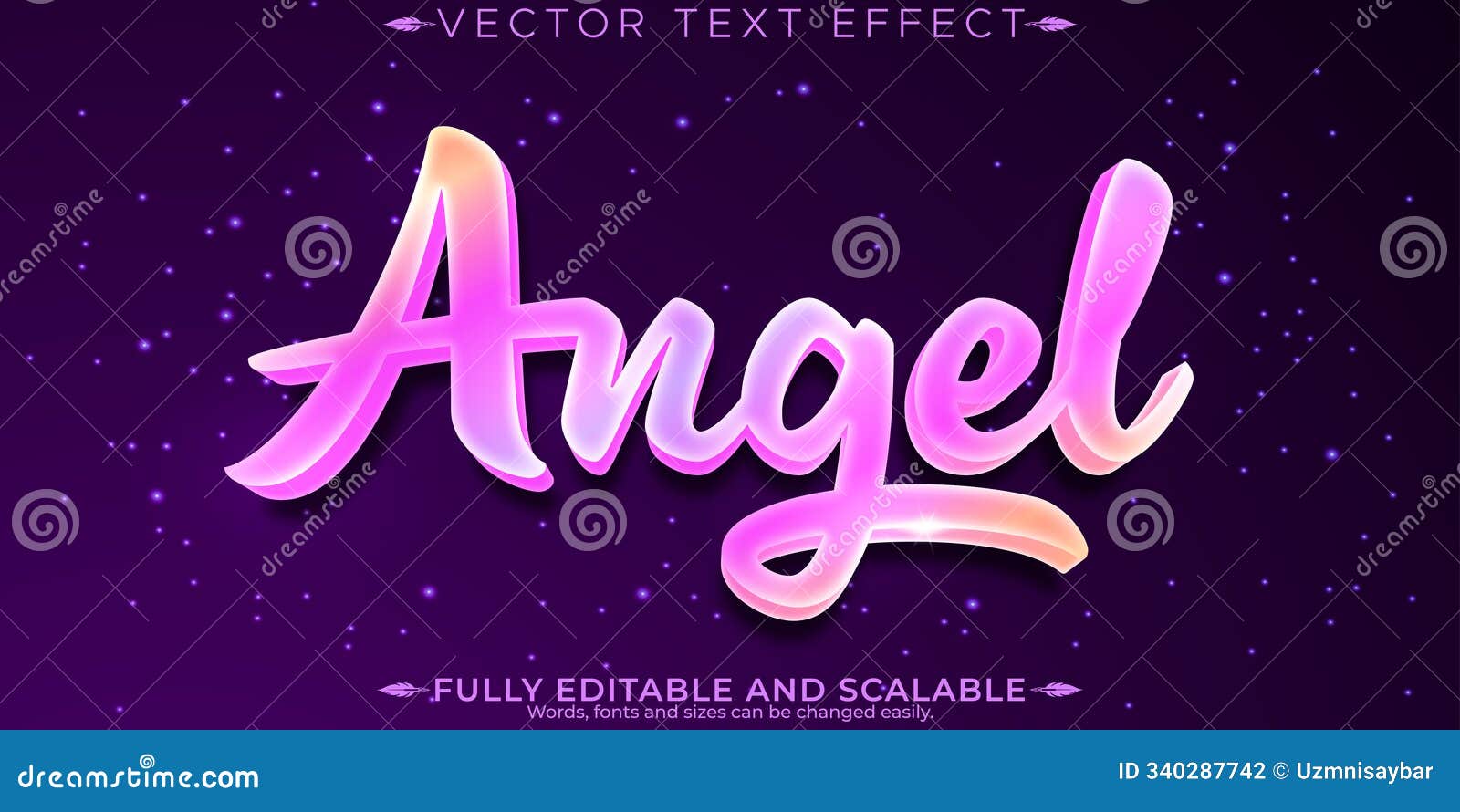 Angel Text Effect, Editable Heaven and Dove Text Style Stock Vector ...