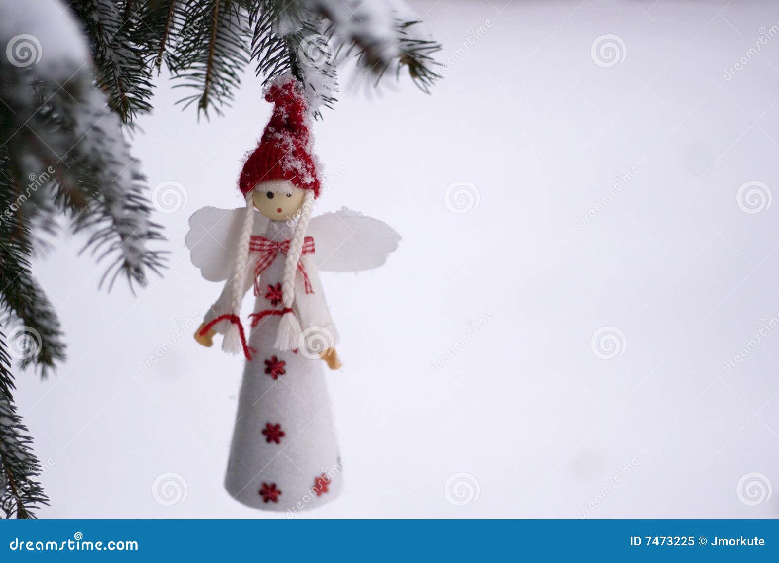 Angel on the tree stock image. Image of cold, greeting - 7473225