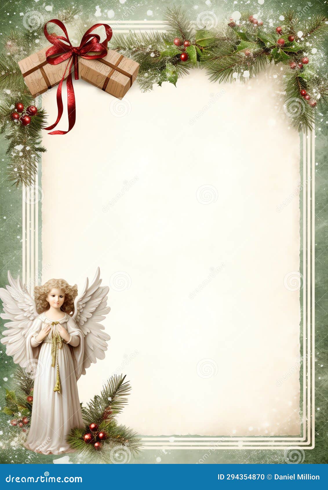 Angel Tree Topper Watercolor Winter Border Stock Illustration ...