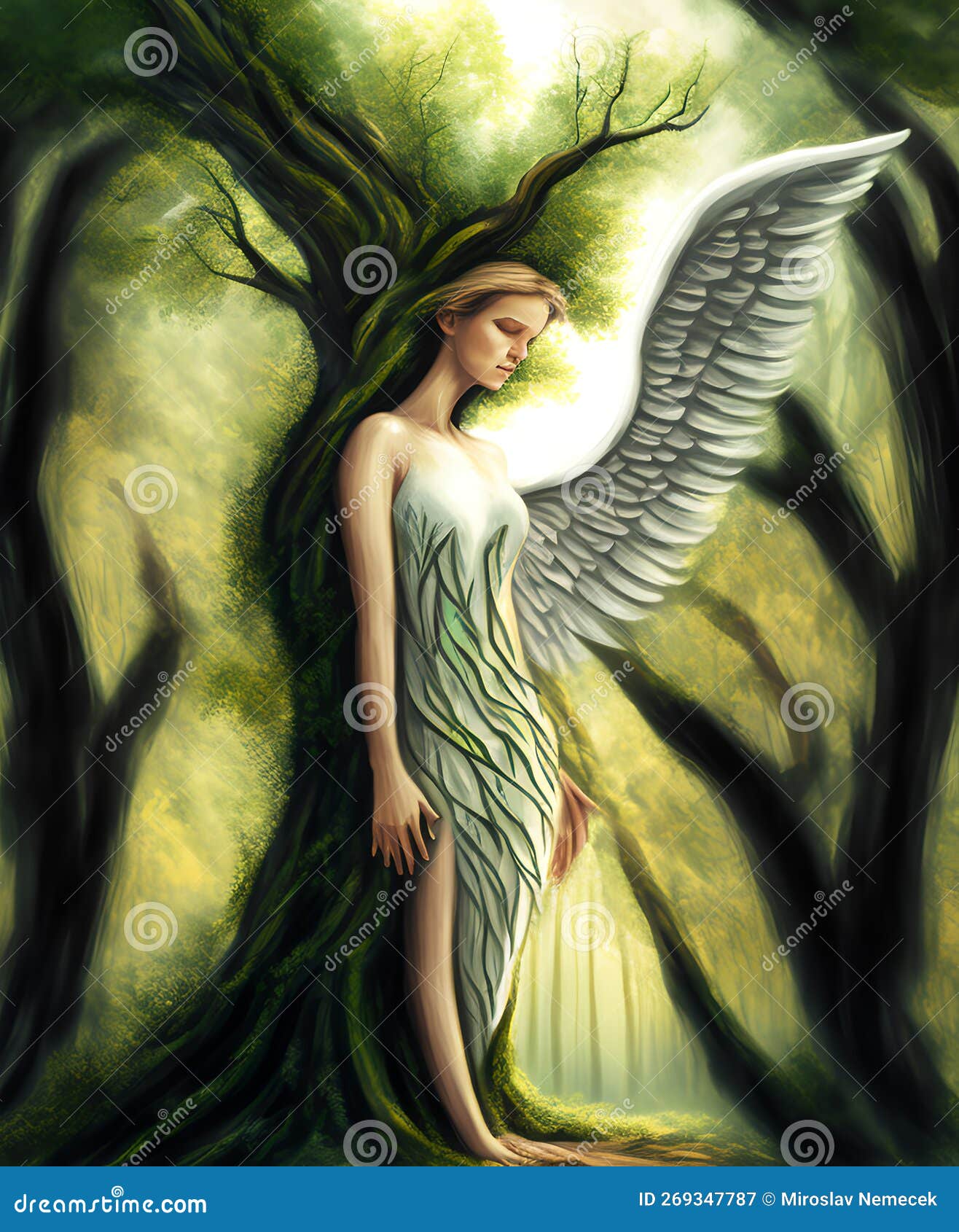 Angel of Trees, Generative AI Illustration Stock Image - Image of angel ...