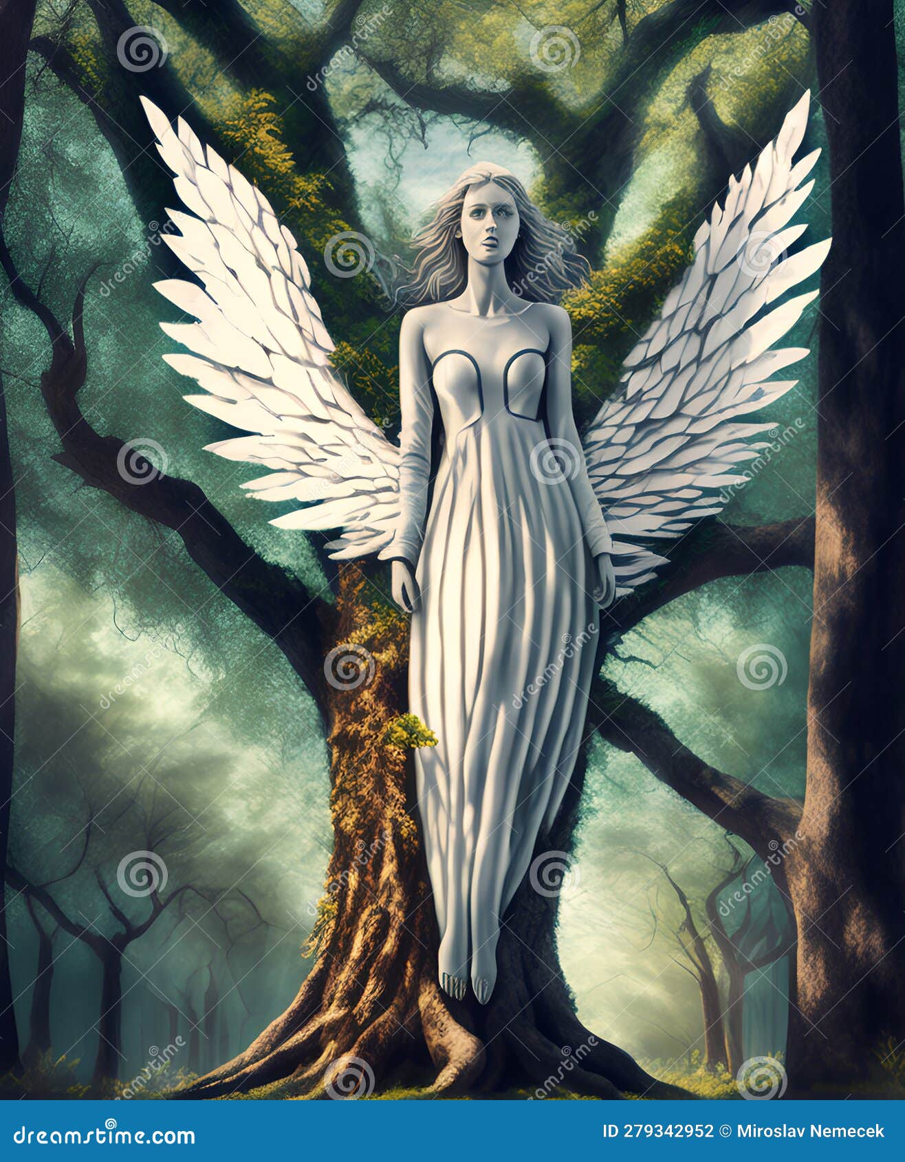 Angel Of Trees, Generative AI Illustration Stock Photo | CartoonDealer ...