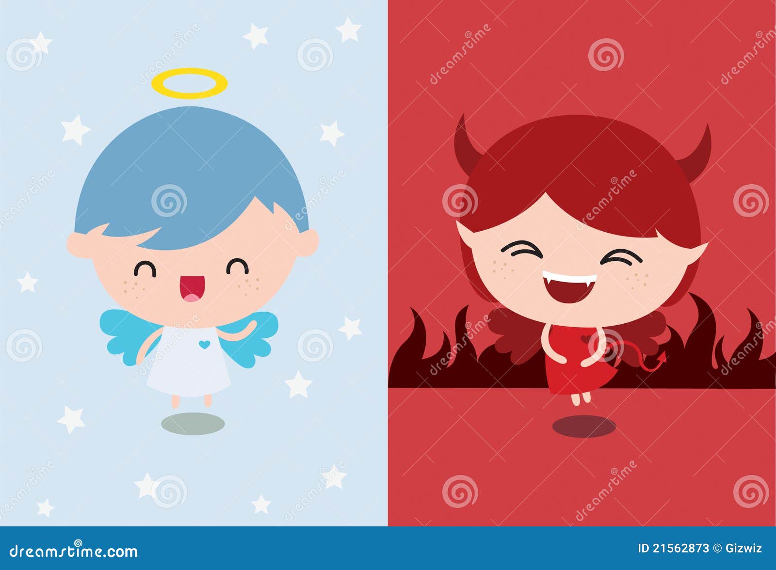 Angel vs Devil stock vector. Illustration of horn, stars - 21562873
