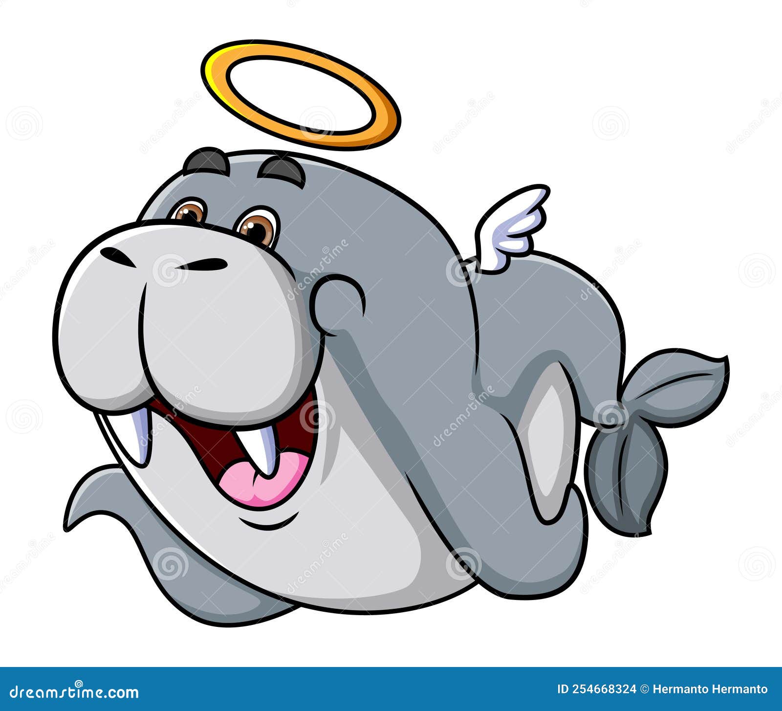 The Angel Walrus is Flying and Pointing Something from the Heaven Stock ...