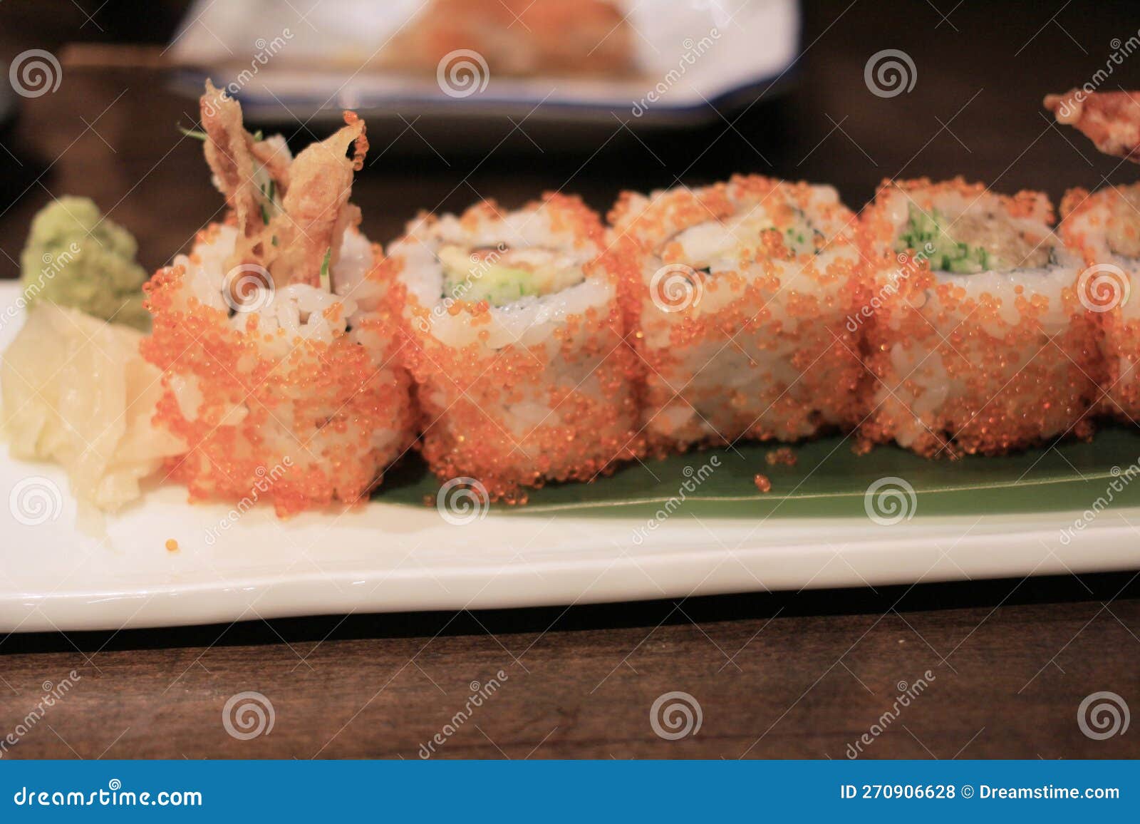 Angel Wing Sushi Roll is Made with Tempura Shrimp Stock Photo - Image ...