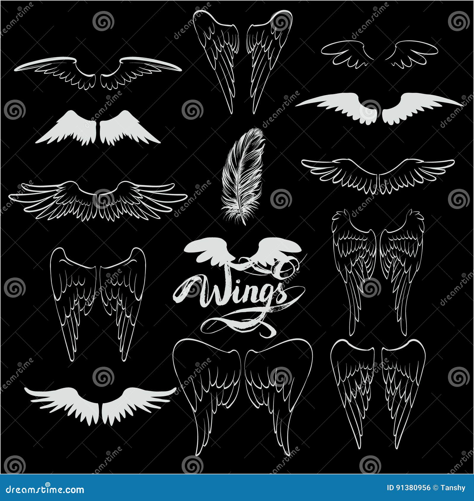 6angel Wings , Lettering, Drawing Stock Illustration - Illustration of ...