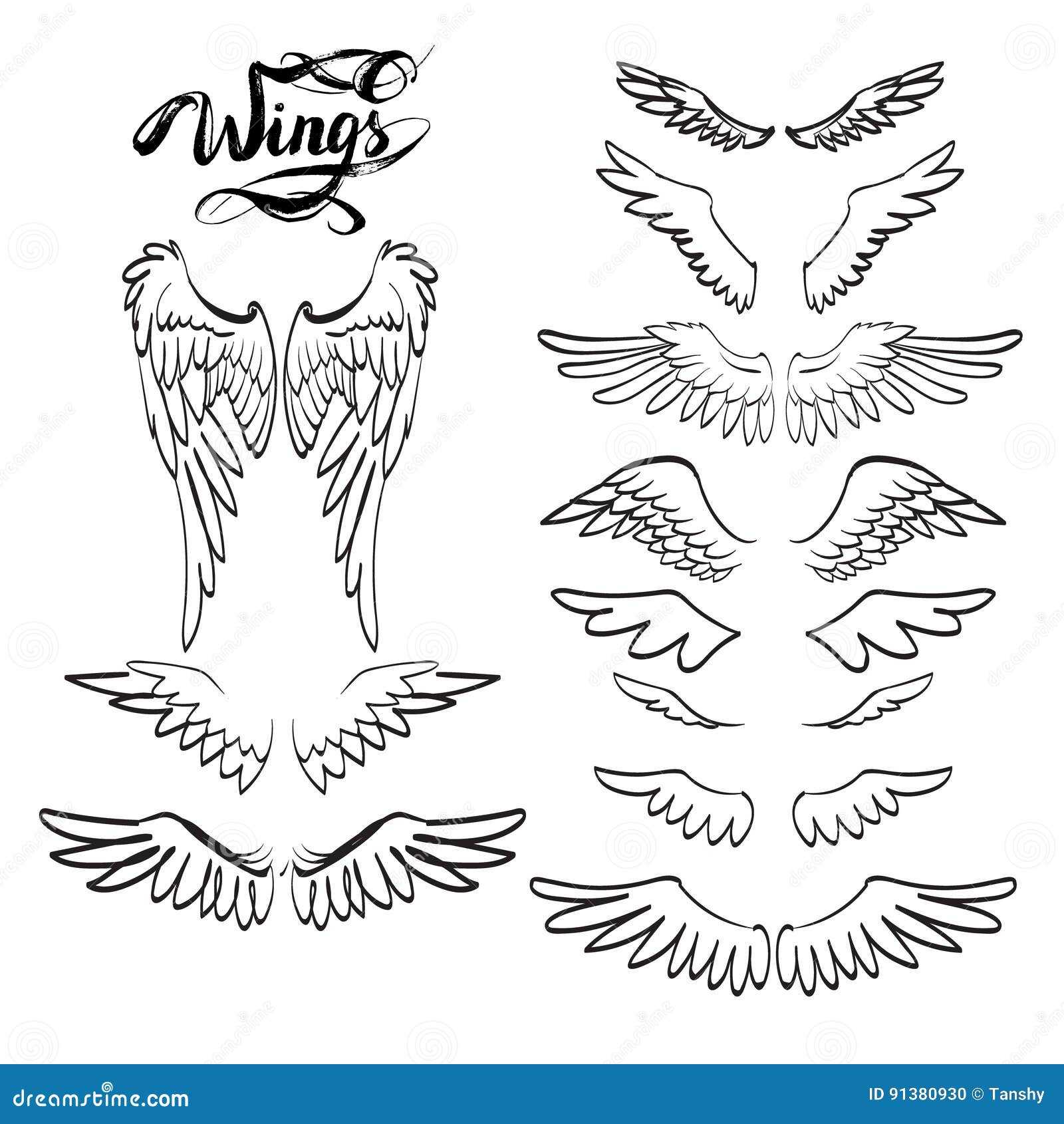 Angel Wings , Lettering, Drawing Stock Illustration - Illustration of ...