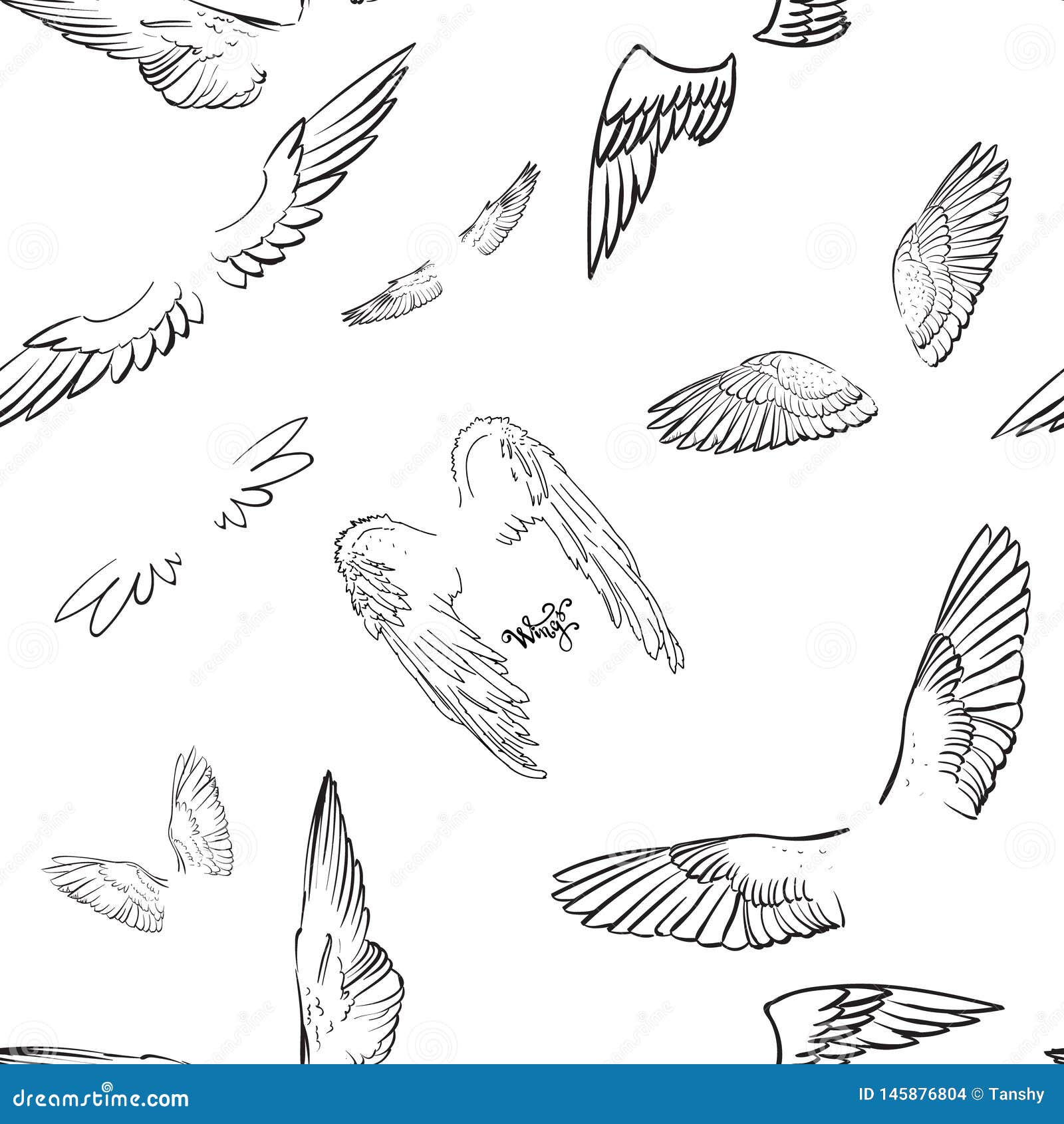 Angel Wings Texture Pattern Vector Drawing Stock Vector - Illustration ...