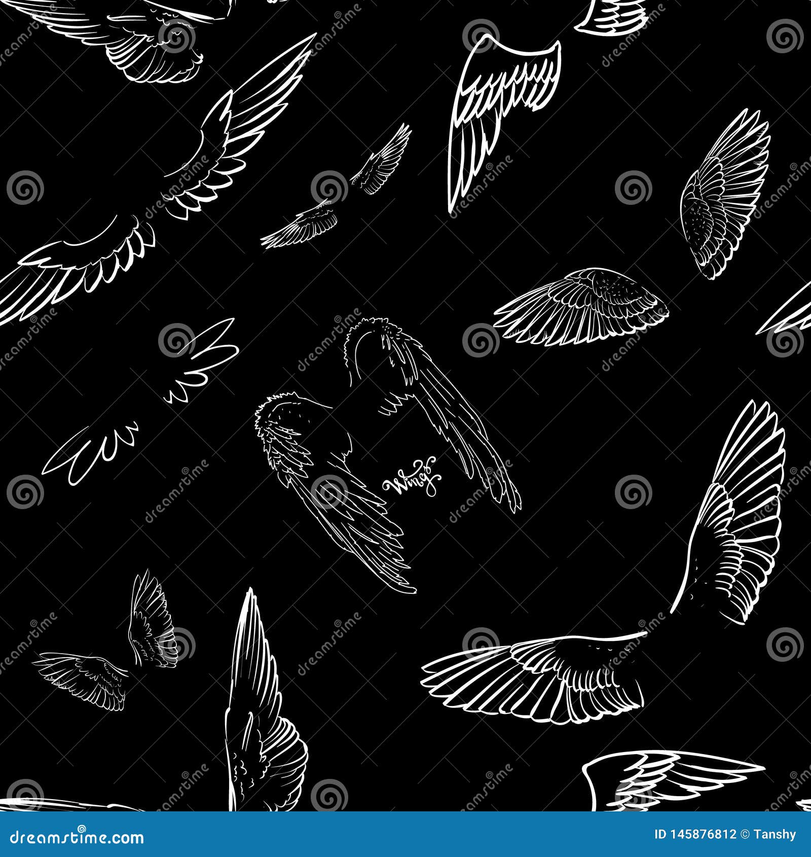 Angel Wings Texture Pattern Vector Drawing Stock Vector - Illustration ...