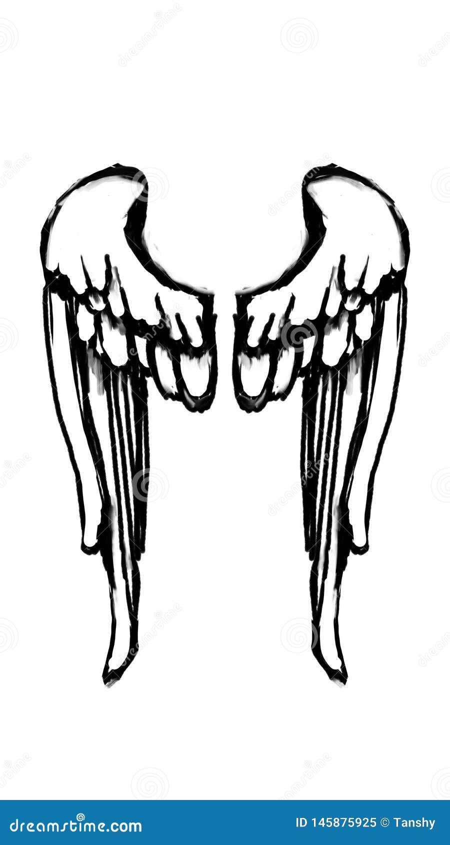 Angel Wings Texture Pattern Vector Drawing Tattoo Stock Illustration ...