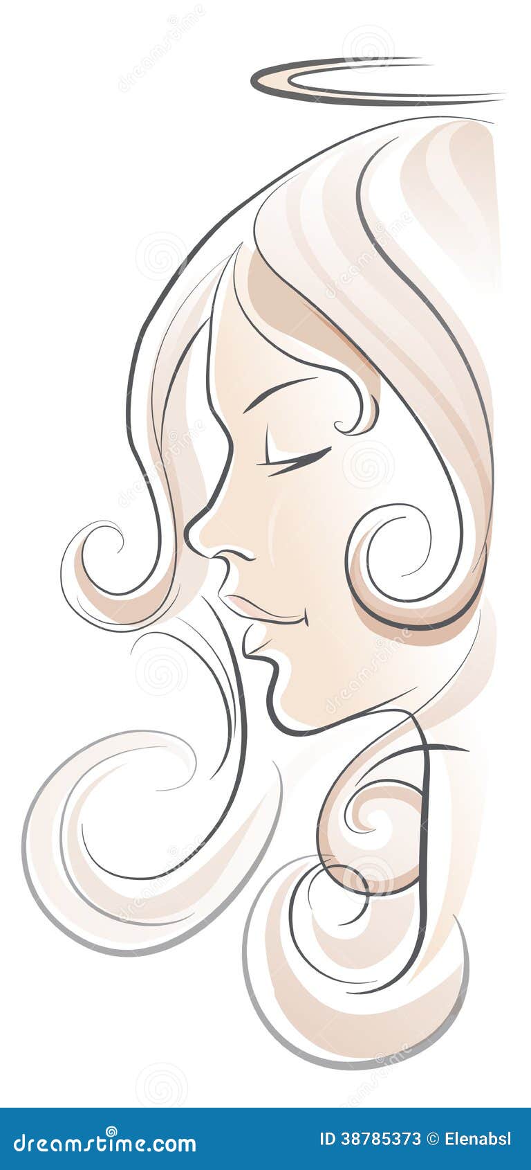 Angel Woman Profile View on White Background Stock Illustration ...