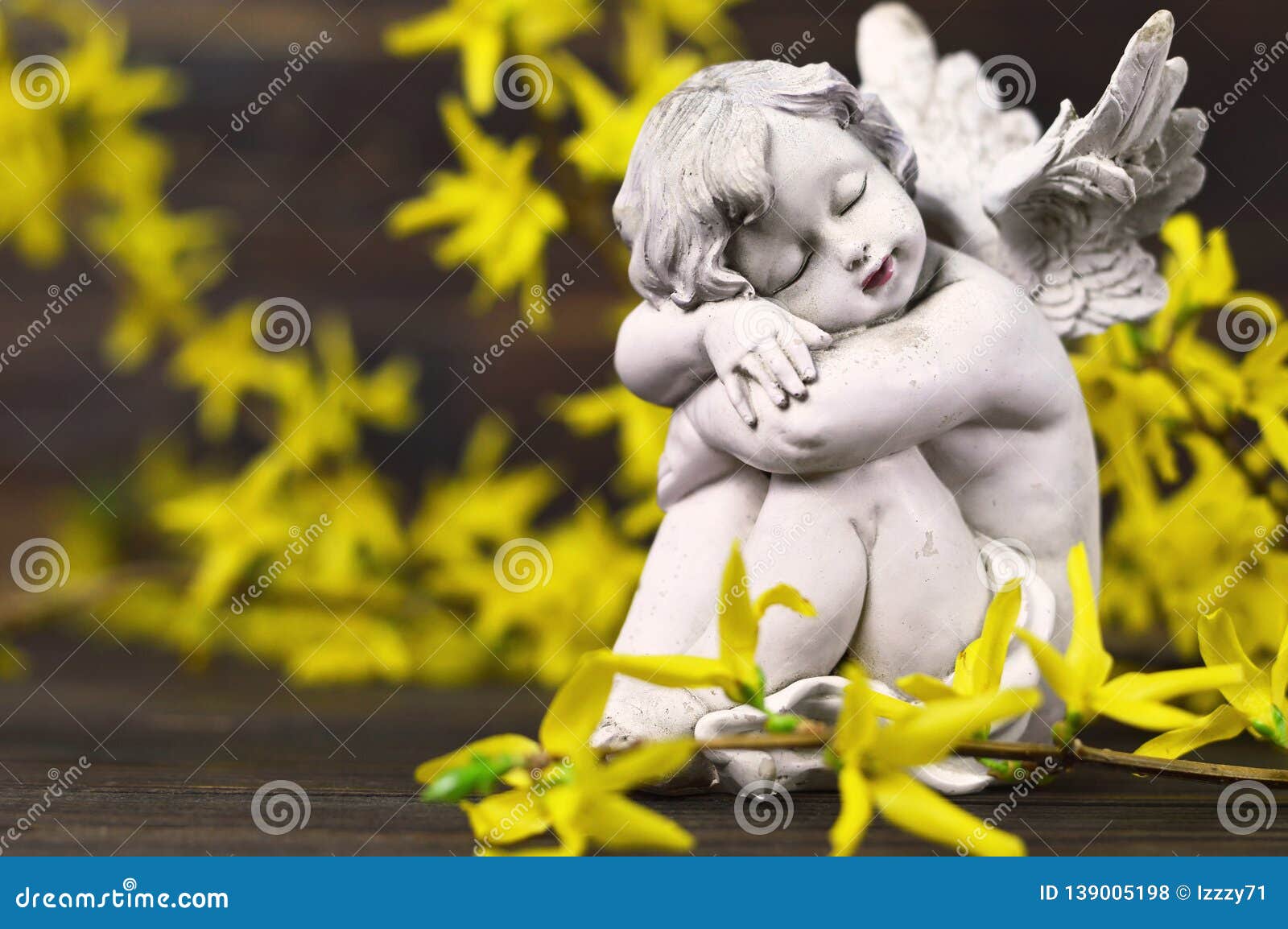 Angel and spring flowers stock photo. Image of christianity - 139005198