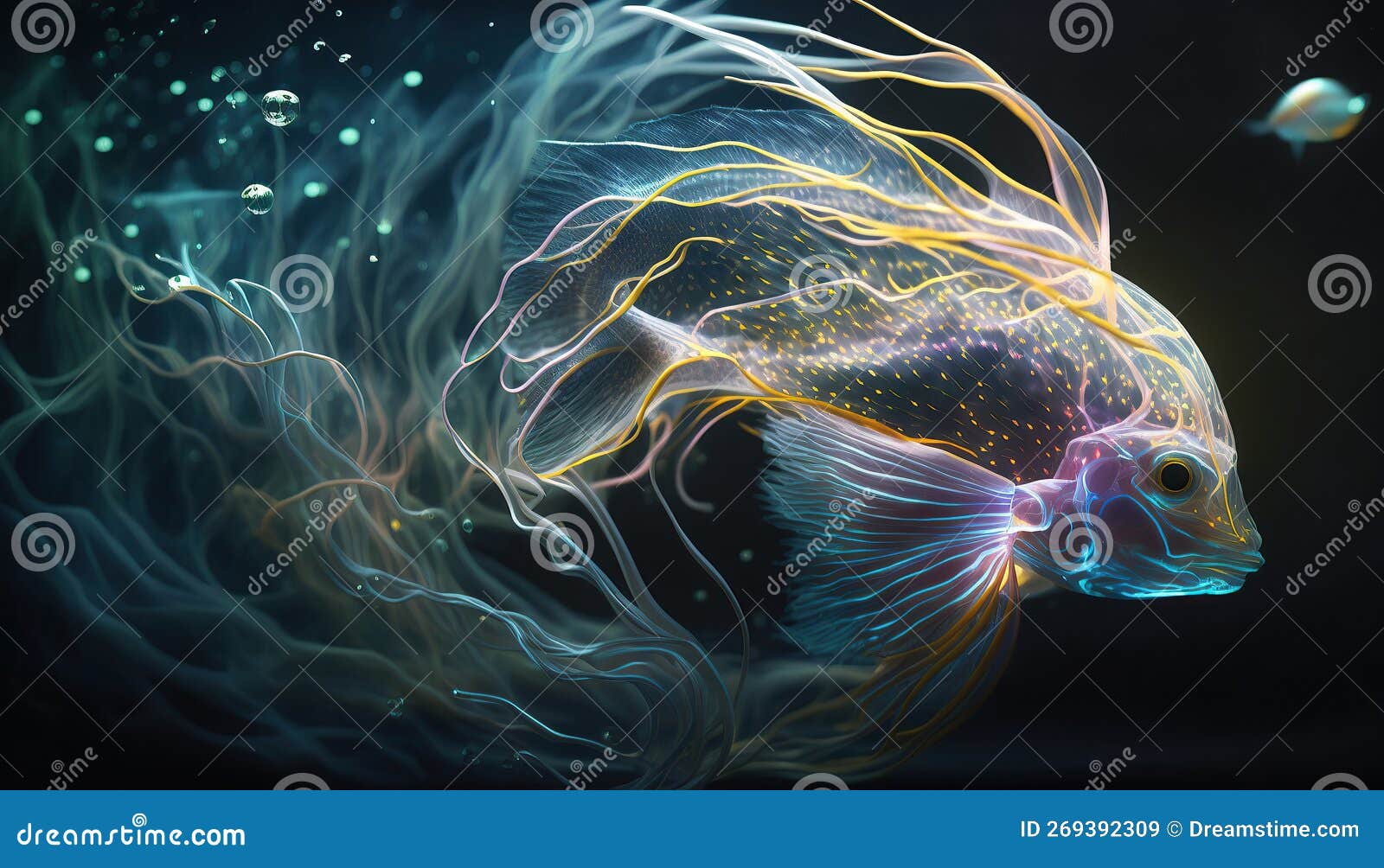 Angelfish with Long Flowing Fins, with Translucent Streamline ...