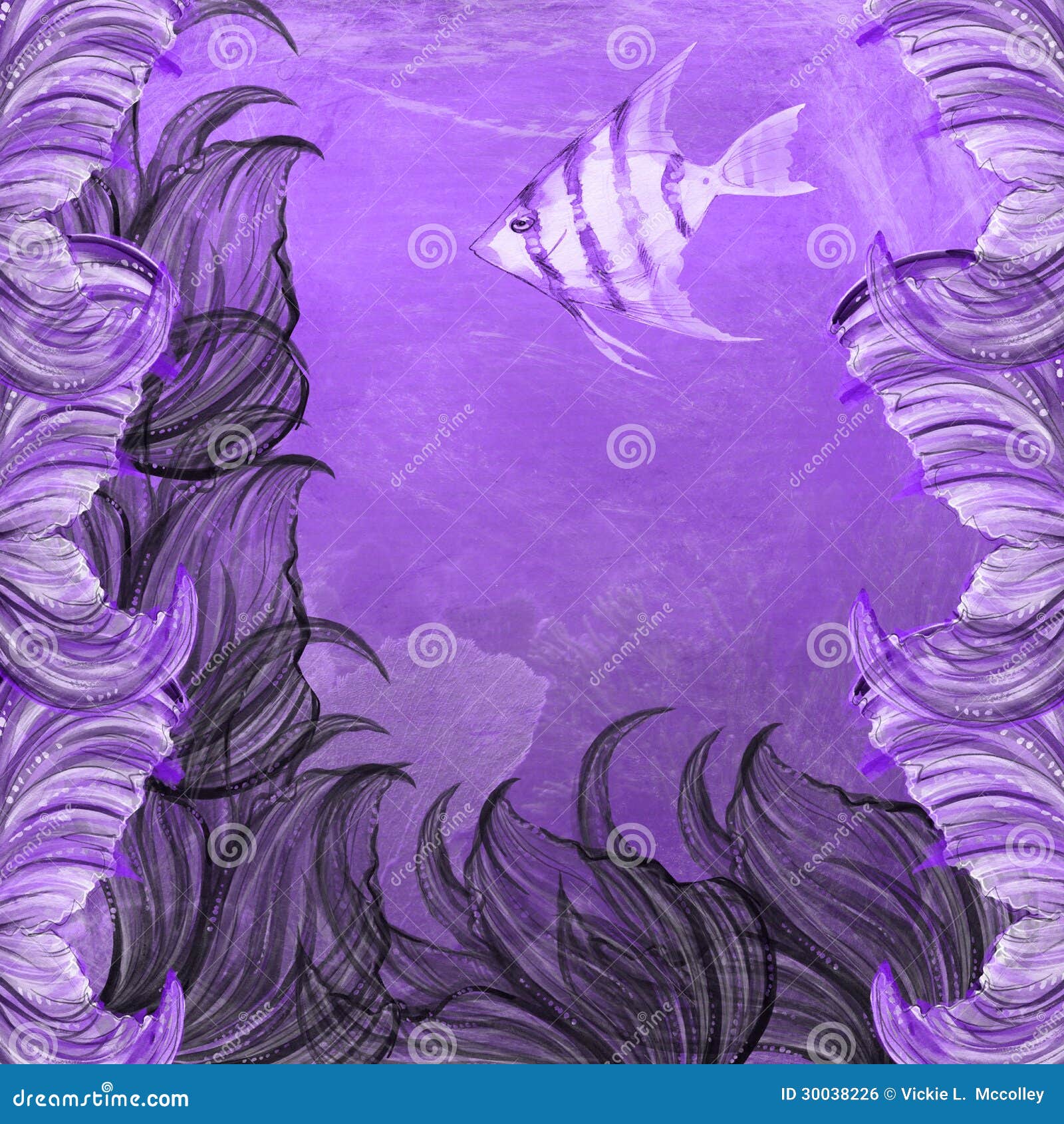 Purple Ocean With Setting Sun 3d Rendering Abstract Illustration. Pink ...