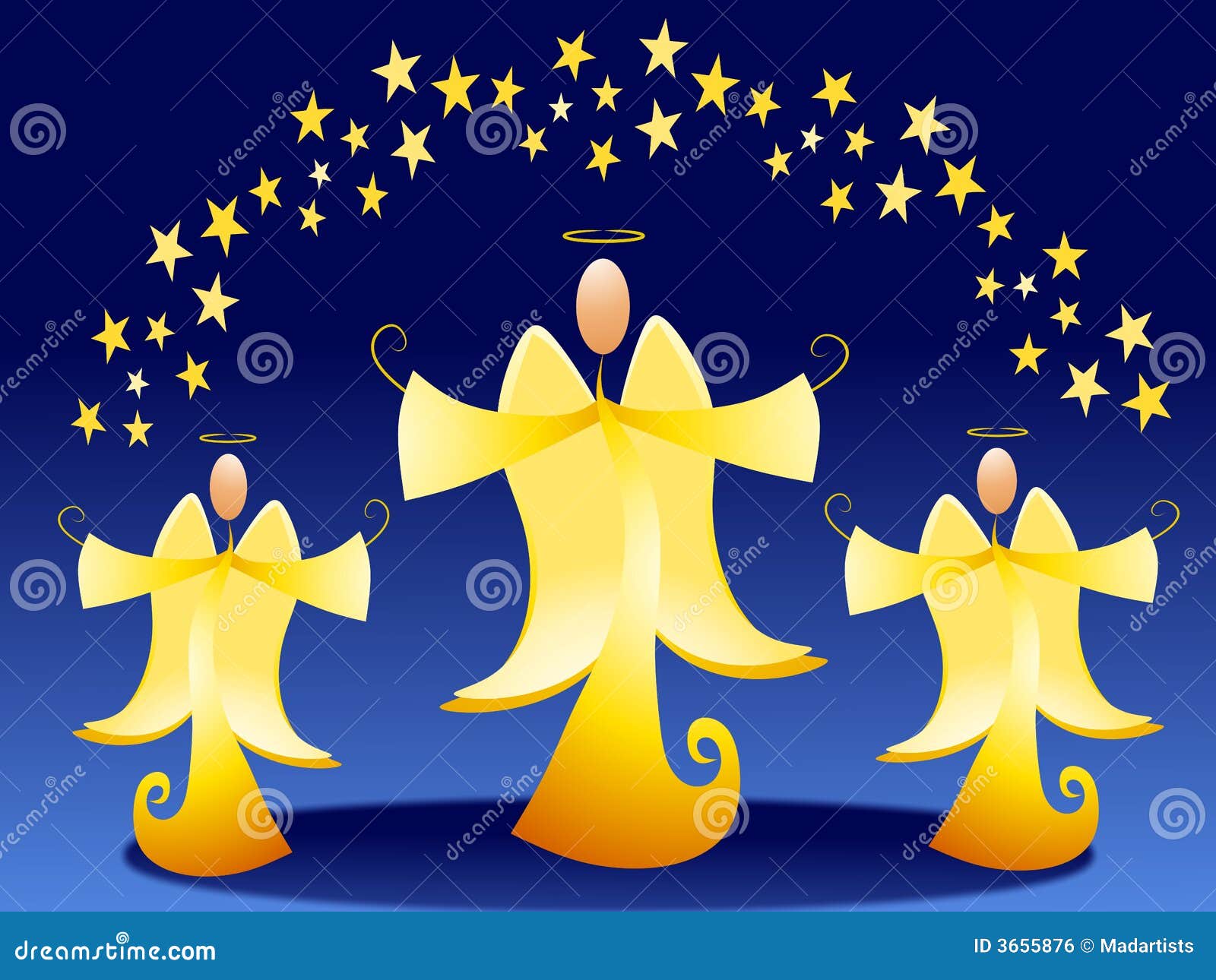 Angeli E Stelle Di Natale Dell'oro Illustrazione di Stock ...