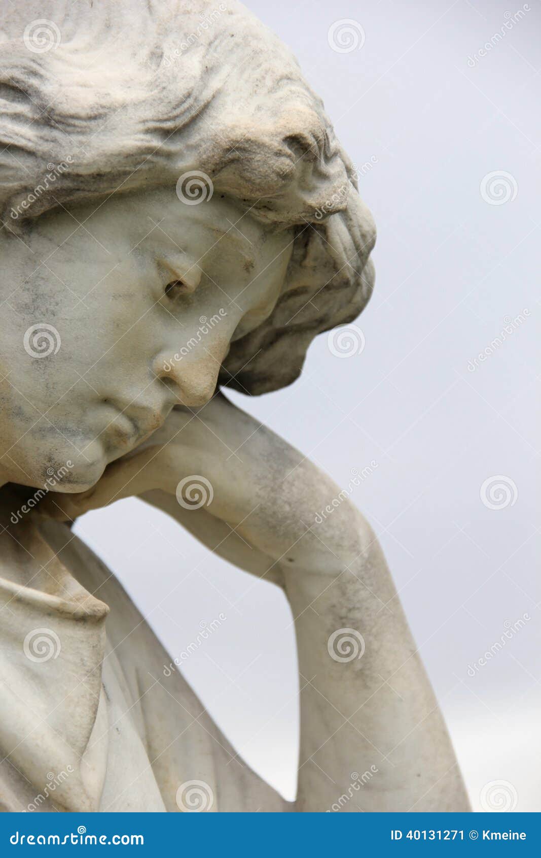 Angelic Angel Sculpture with Depressed Sorrow Expression Stock Image ...