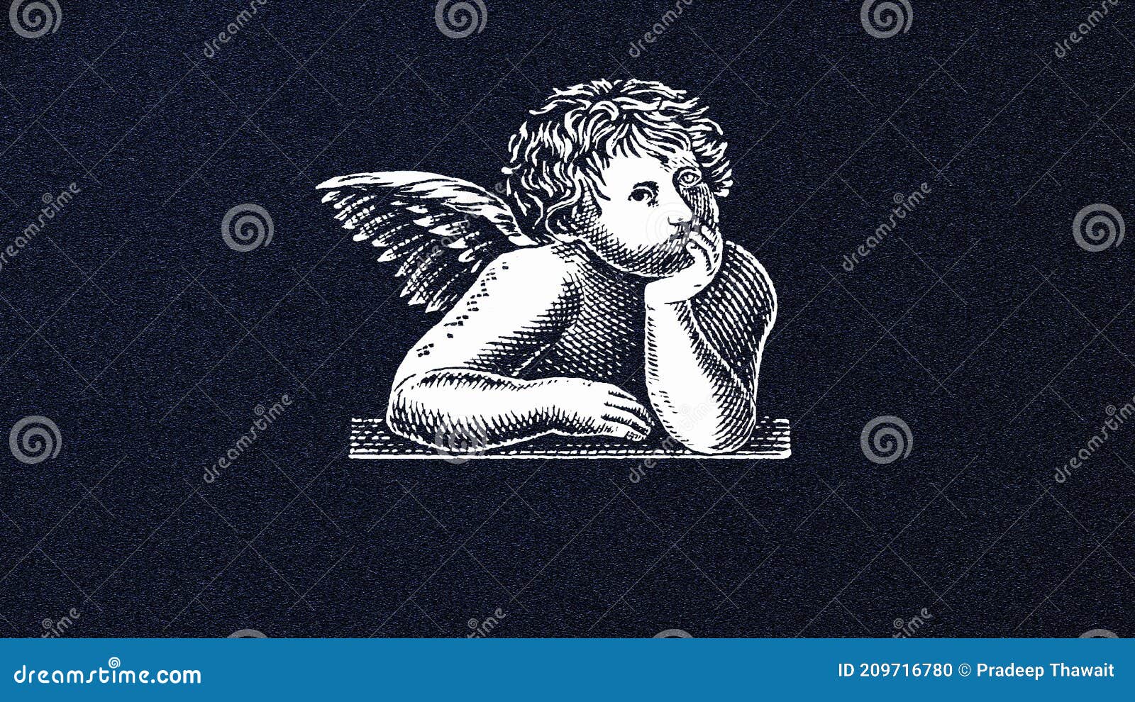 Angelic Boy Thinking Seriously about Something. Stock Illustration ...
