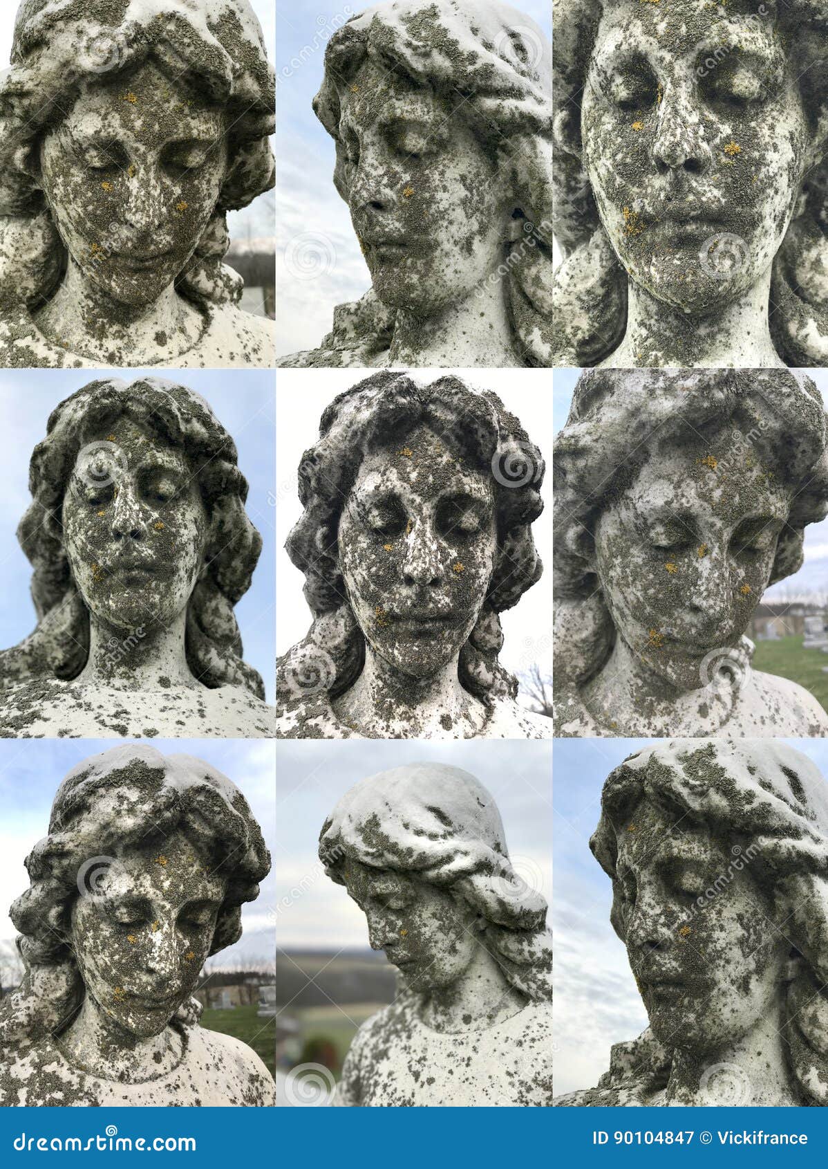 Statue Face Of Woman Made Of Plaster. Statue Face Of Woman On Dark ...