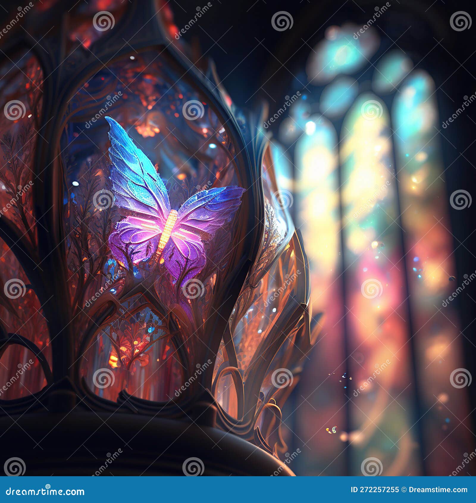 The Angelic Spectrum of Light in the Stone Hall, Generative Ai Stock ...