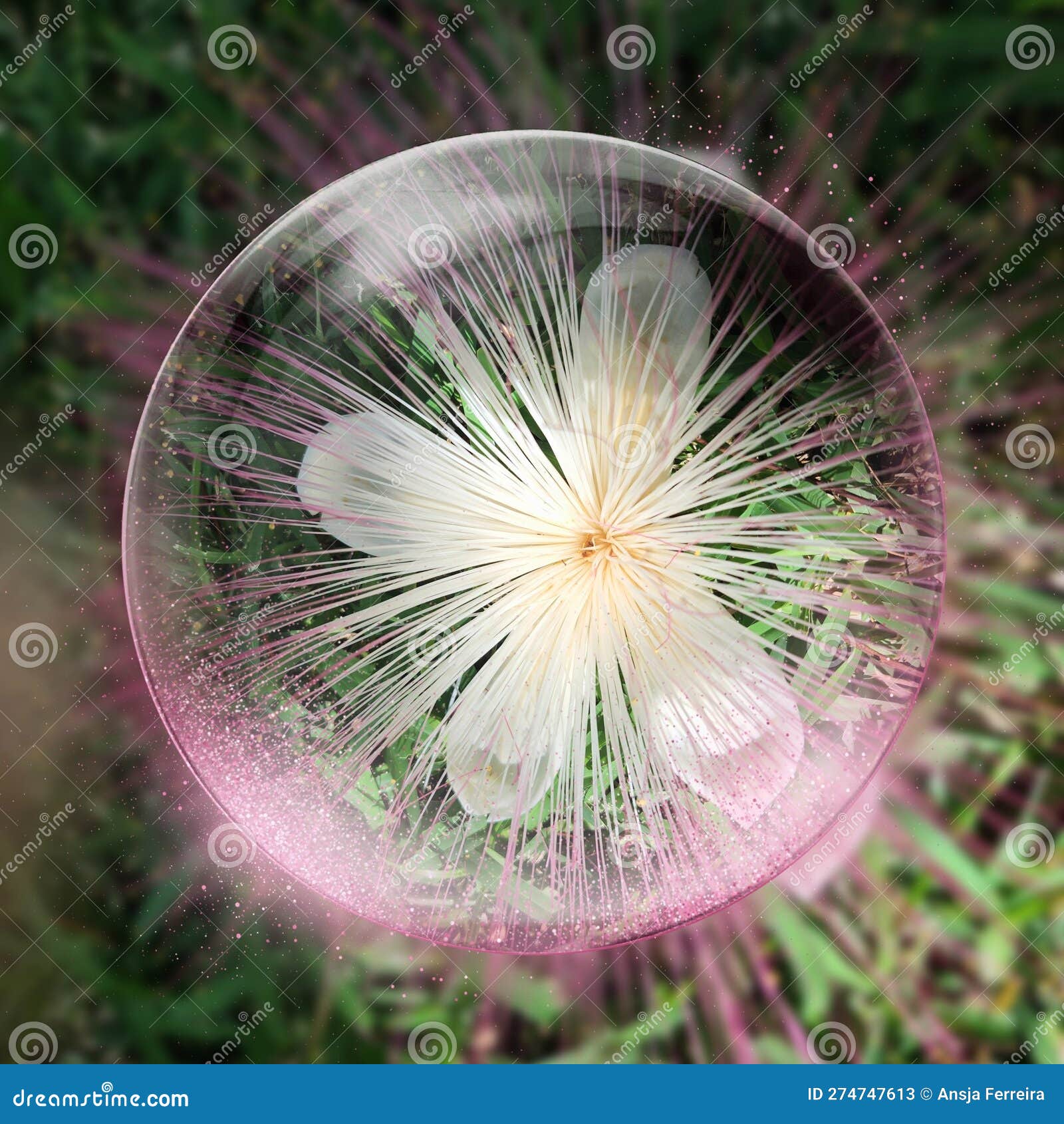 Angelic White Flower in Pink Bubble Stock Image - Image of tropical ...