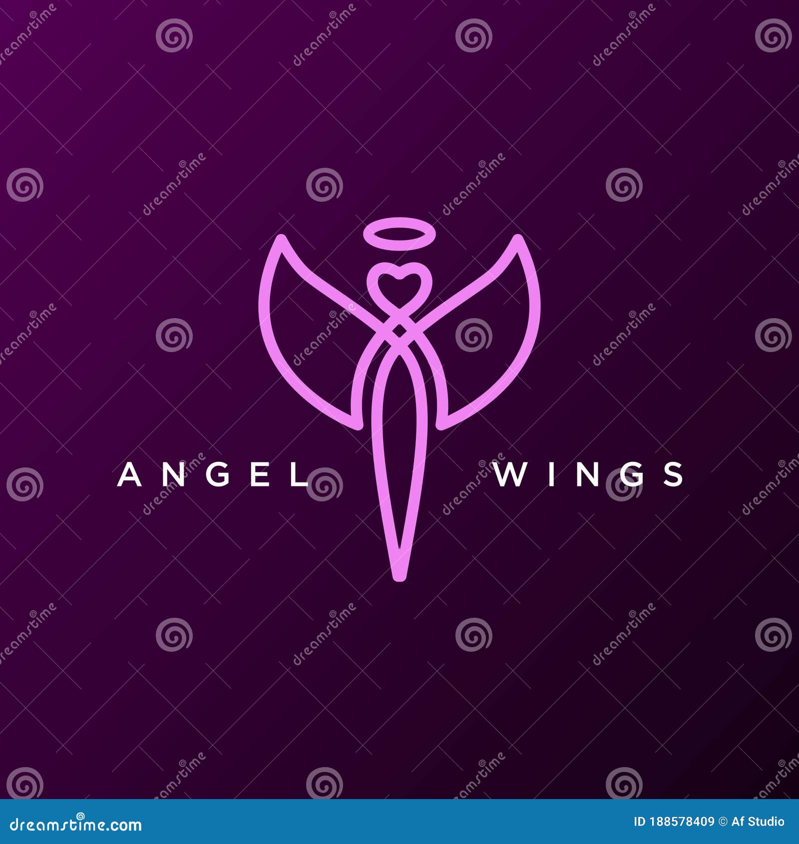 Simple Minimalist Angel Fly Wings Line Outline Monoline Style Logo ...