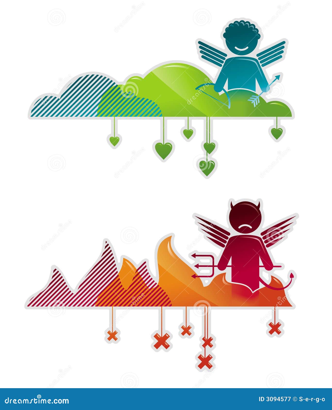 Angelo & diavolo illustrazione vettoriale. Illustrazione di malvagità ...