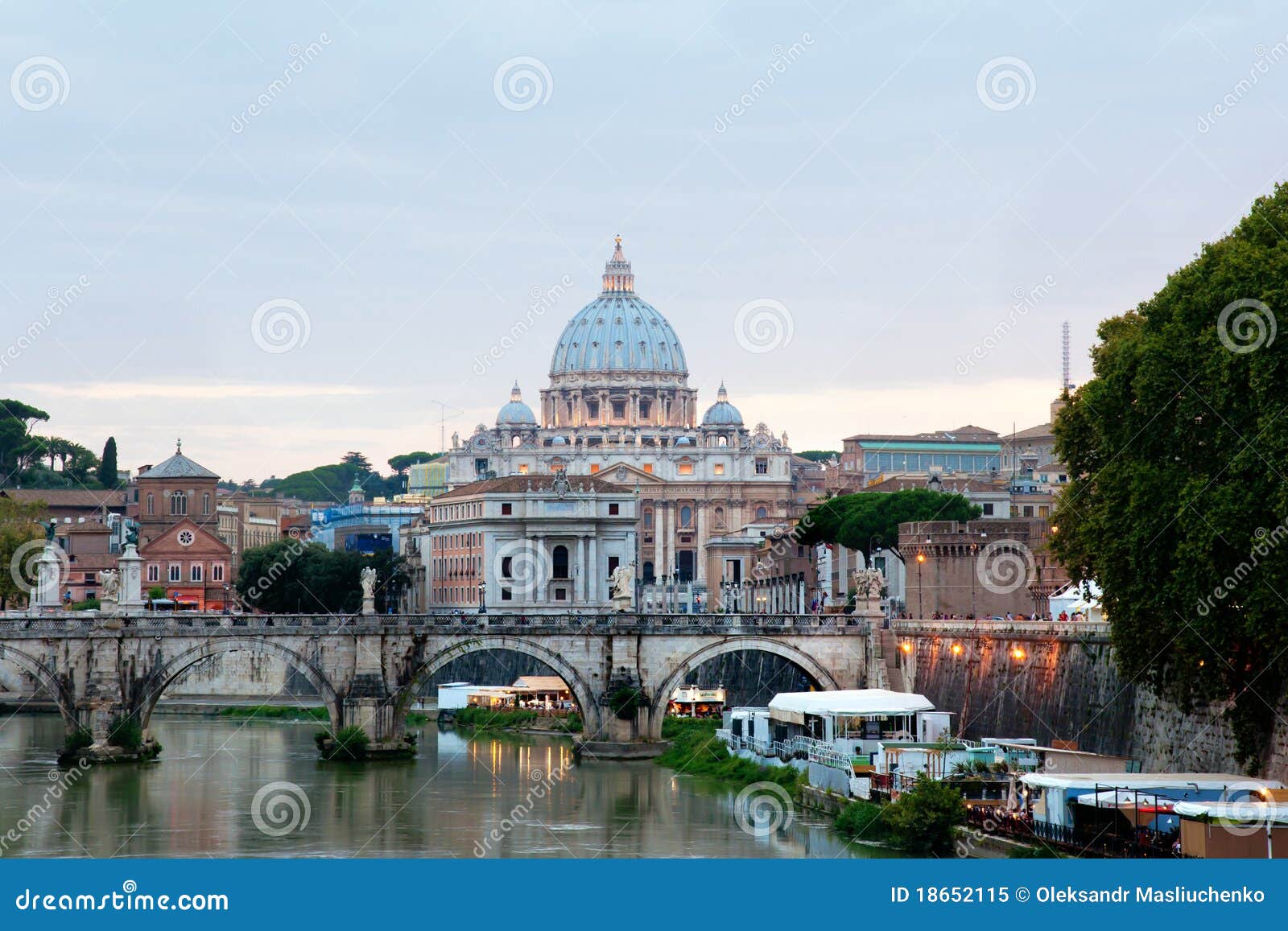 Angelo Bridge and St. Peter S Basilica Stock Image - Image of ...