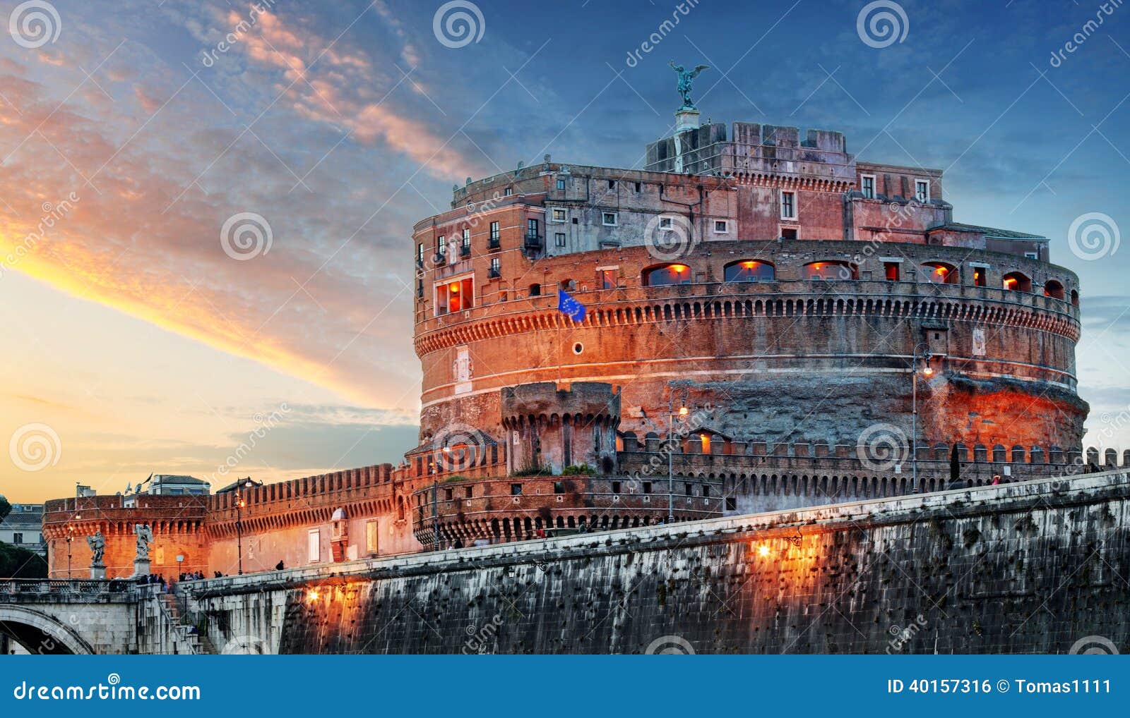 Angelo Castel - Rome, Italy Stock Photo - Image of monument, castle ...
