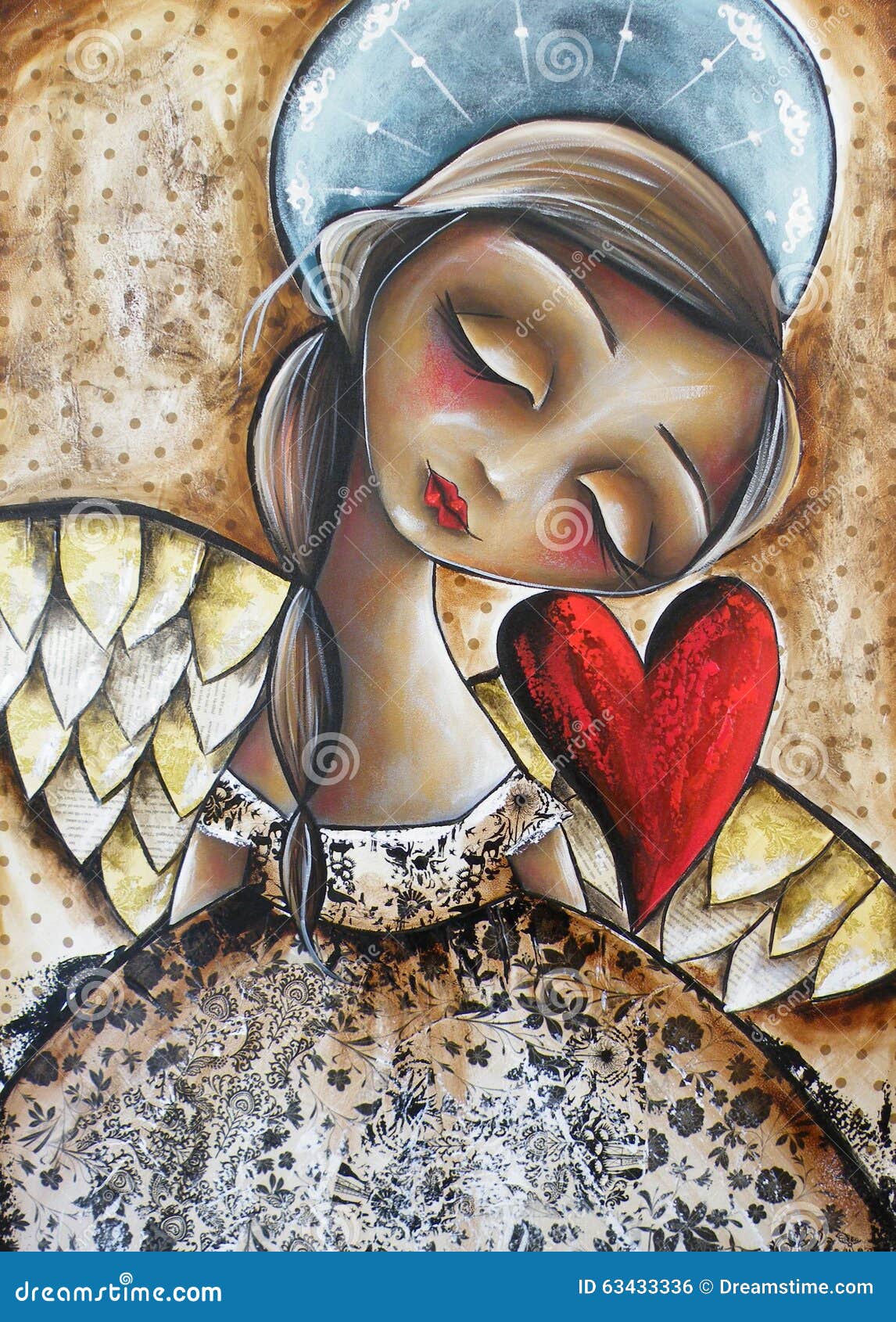 Angelo con cuore rosso illustrazione di stock. Illustrazione di religioso - 63433336