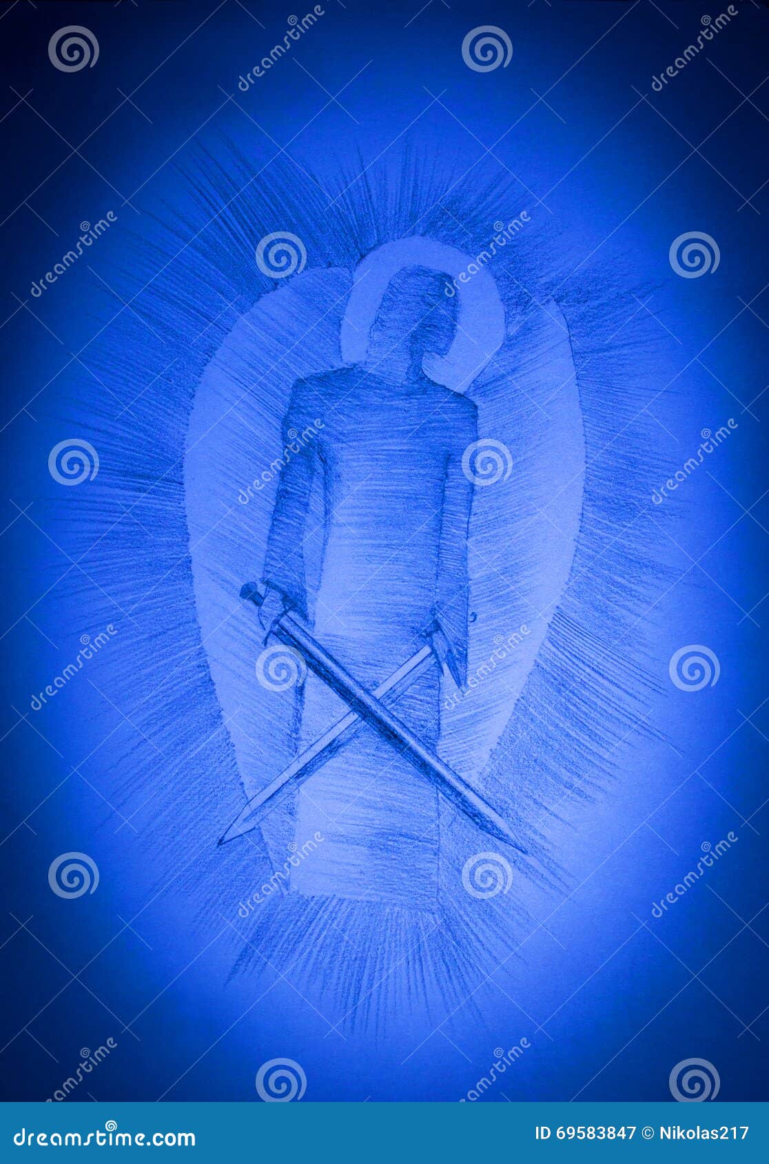 Angelo con la spada illustrazione di stock. Illustrazione di abito ...