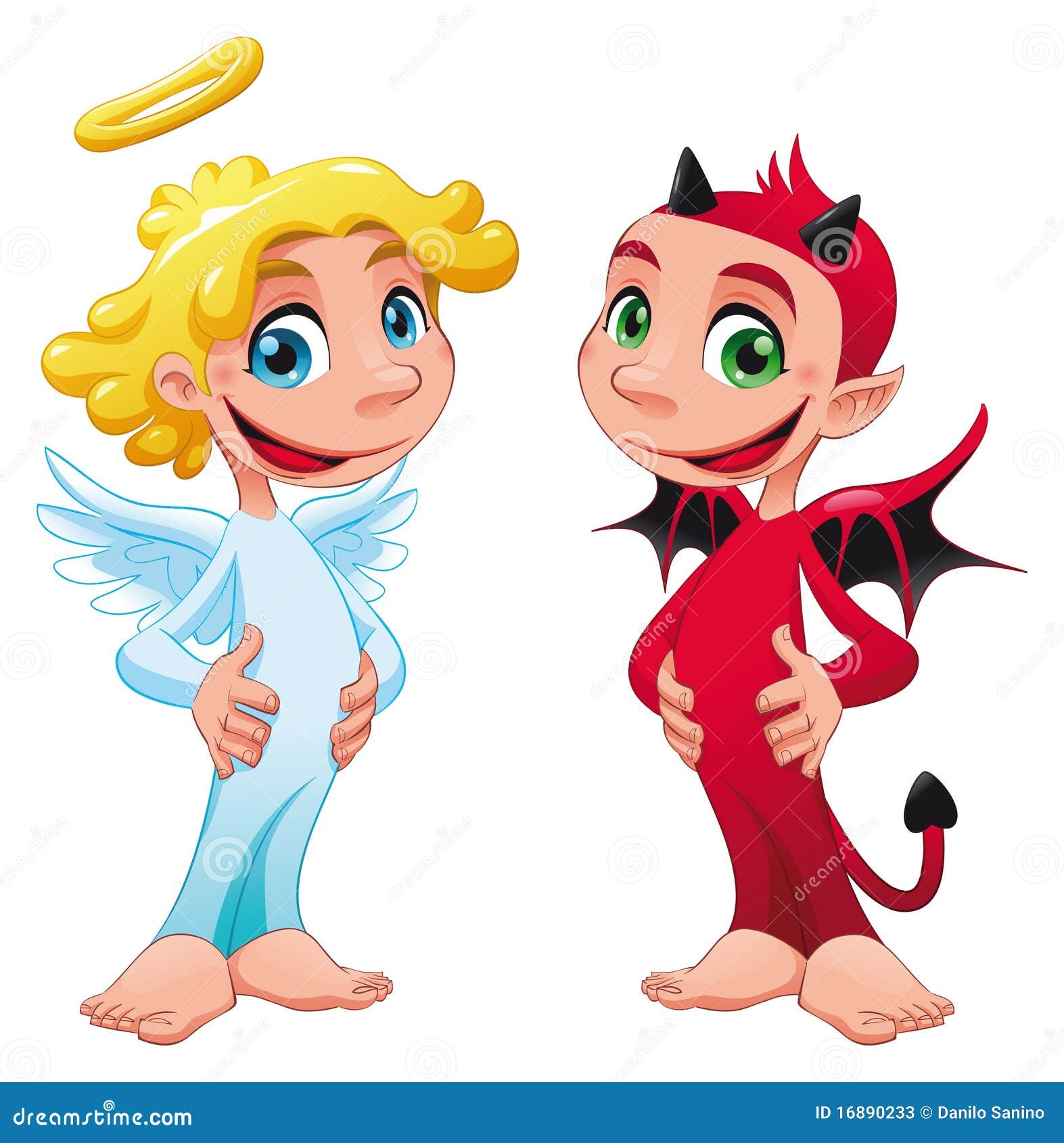 Angelo E Diavolo Del Bambino. Illustrazione Vettoriale - Illustrazione ...