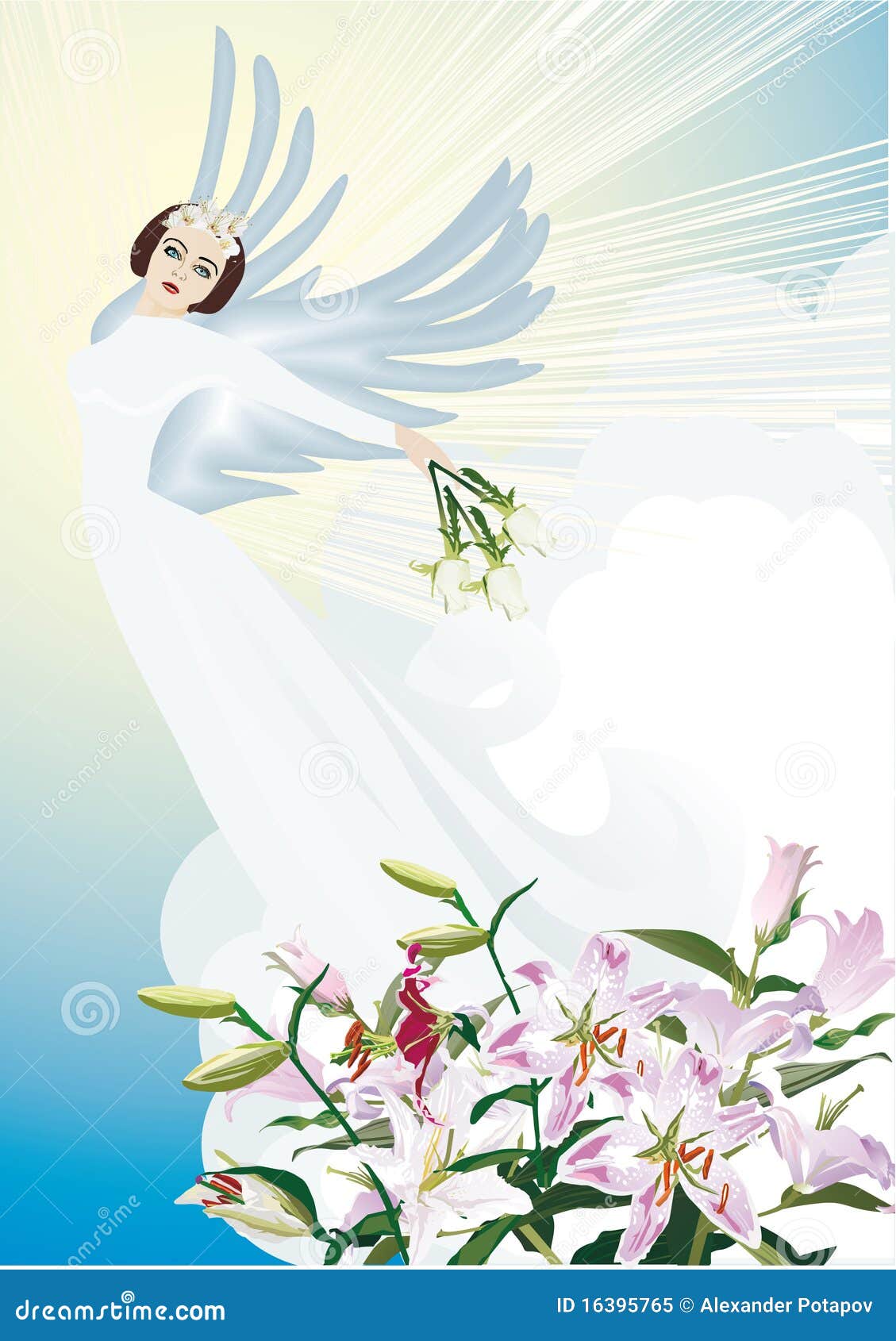 Angelo e fiori del giglio illustrazione vettoriale. Illustrazione di ...