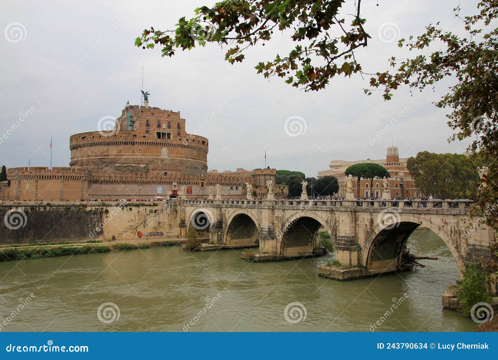 Angels bridge in Rome stock photo. Image of rome, reflection - 243790634