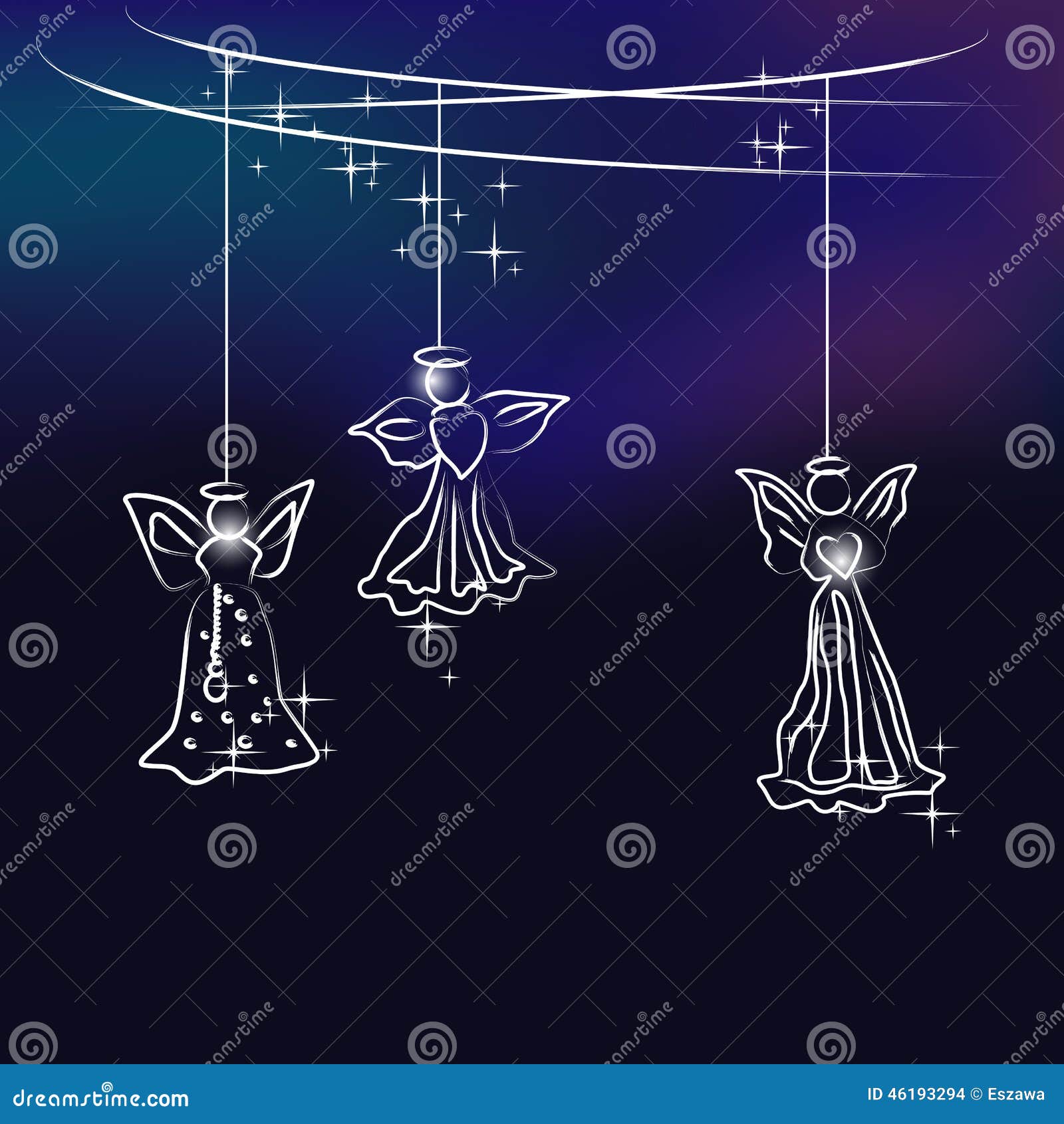 Angels - Christmas Tree Decoration Stock Vector - Illustration of ...