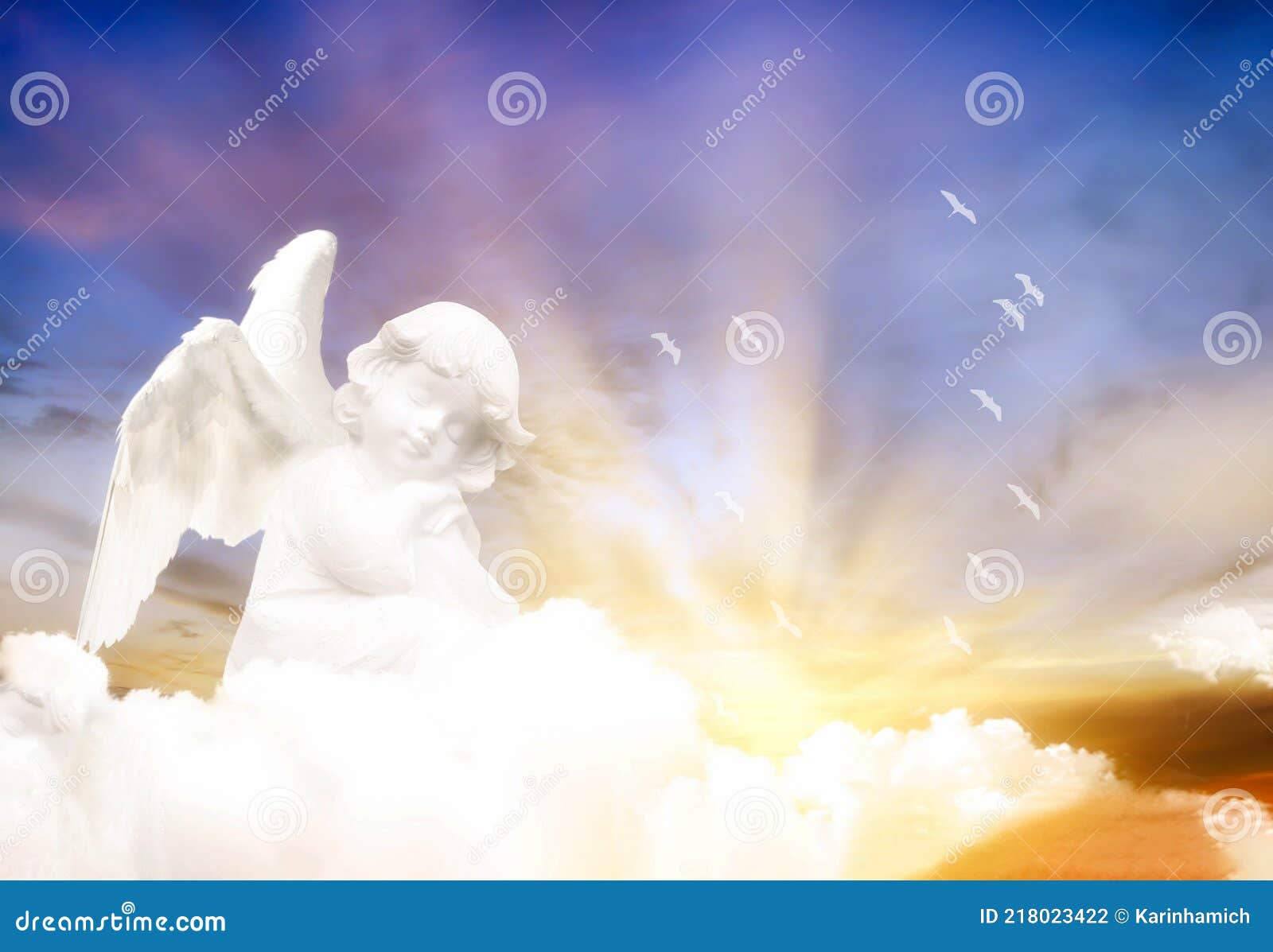 Angels in the Clouds. Cloud Background with Bright Colors and Sun Rays ...