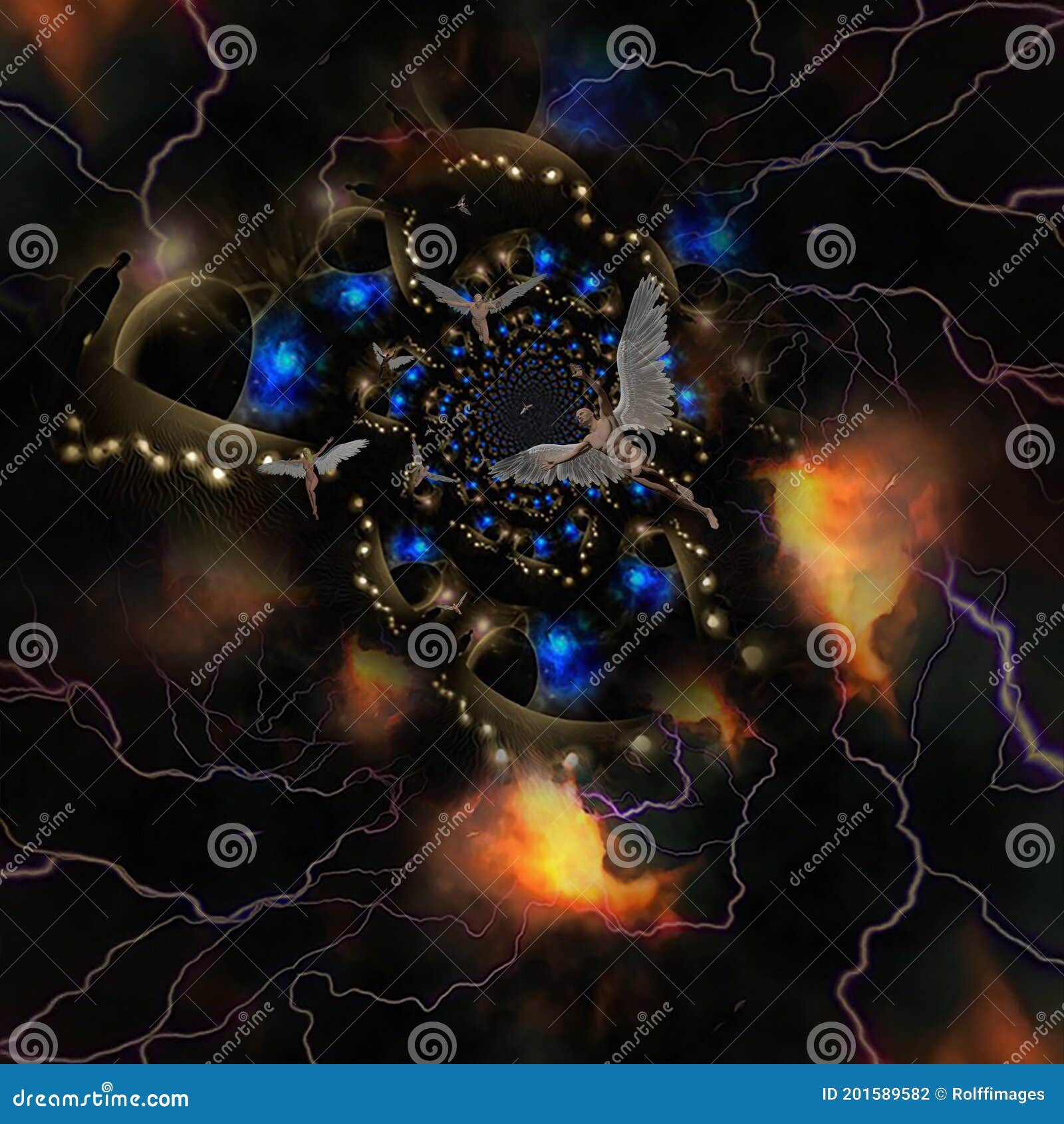 Angels Emerge from the Portal of Eternity Stock Illustration ...