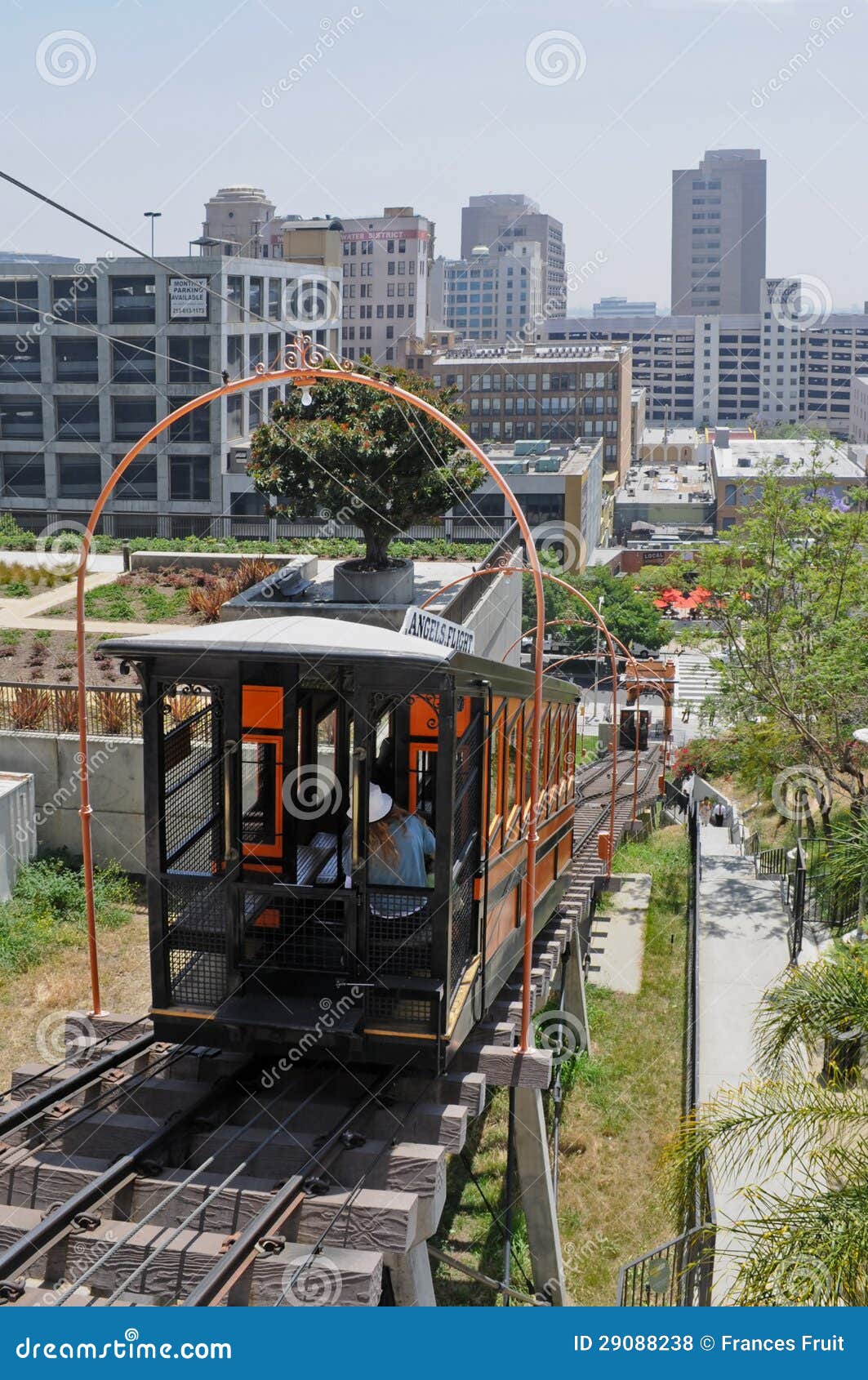 Angels Flight cable car. editorial stock photo. Image of flight - 29088238