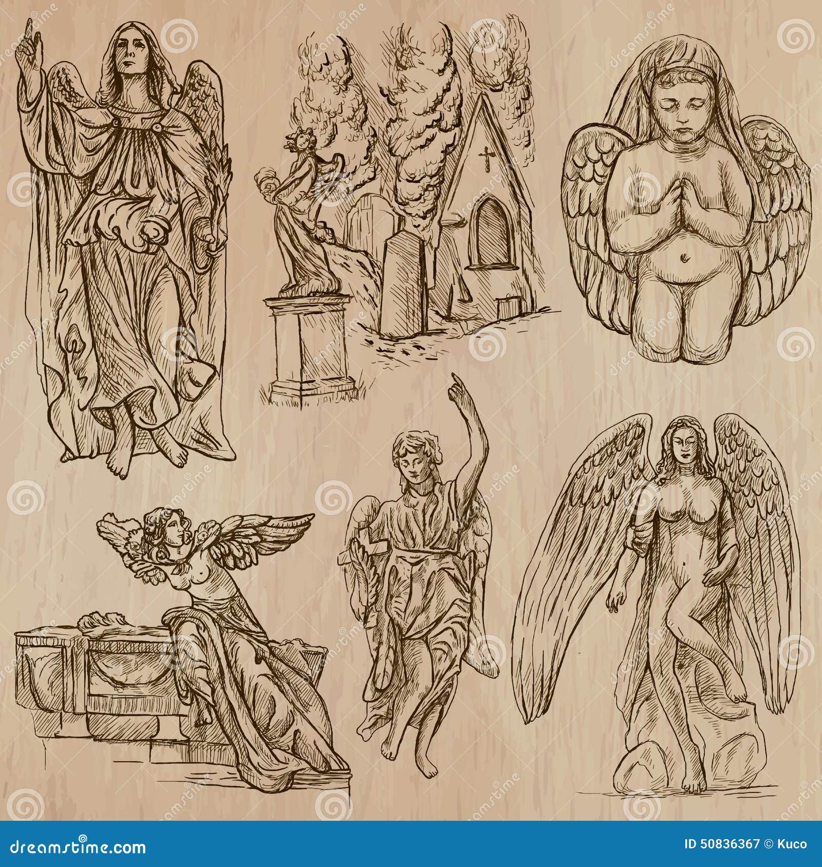 Angels - Hand Drawn Vector Pack Stock Vector - Illustration of angels ...