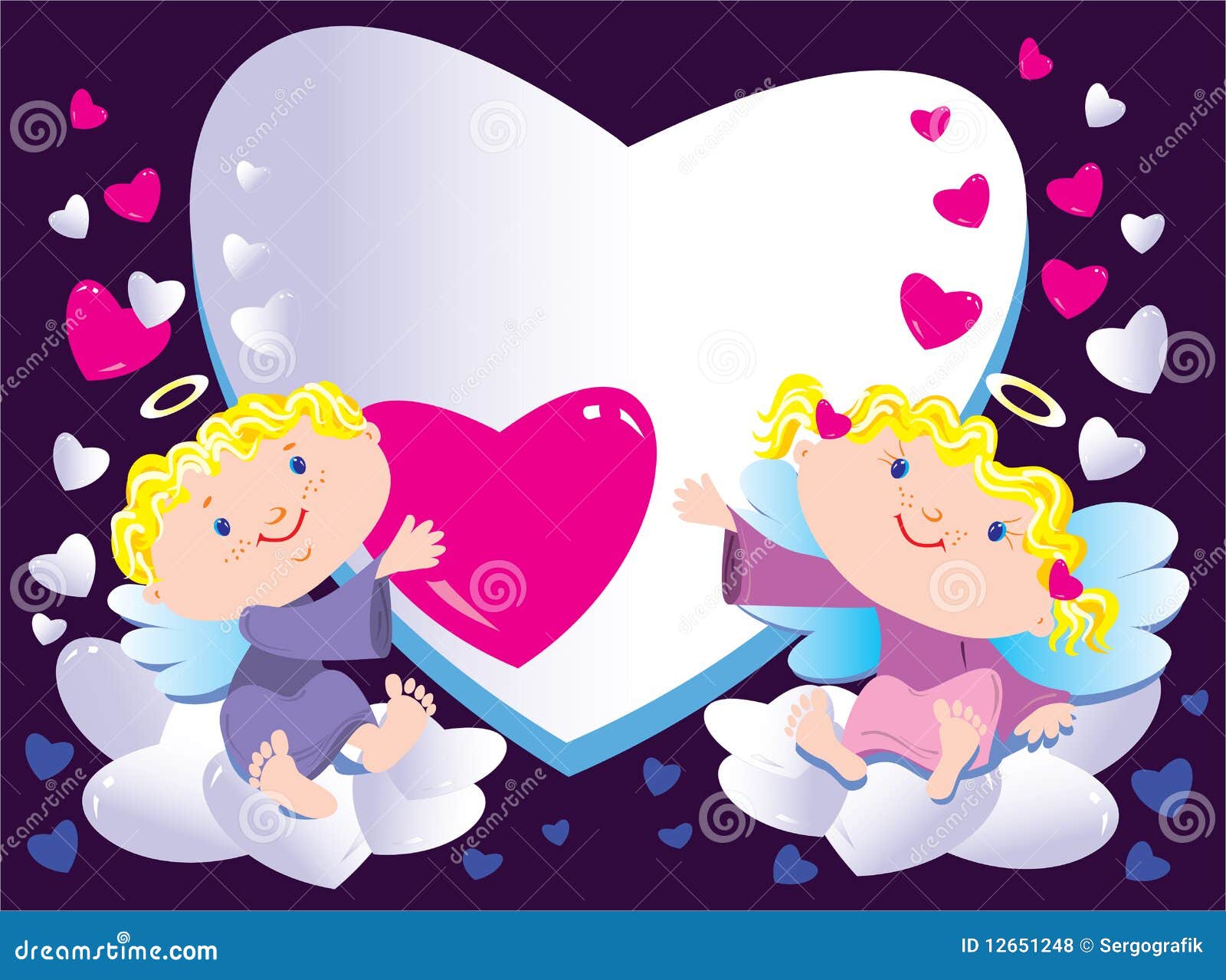 Angels and heart stock vector. Illustration of heart - 12651248