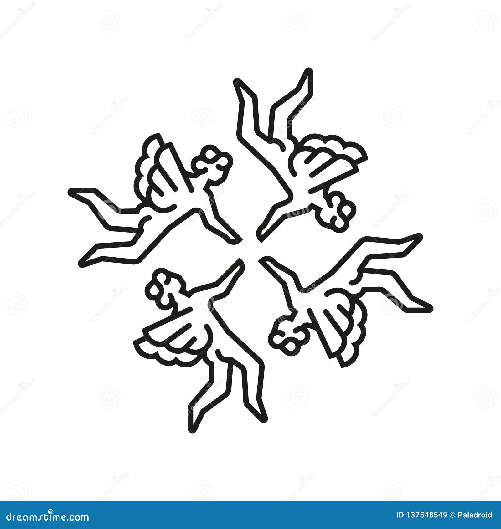 Angels Logo in a Circle, Line Art Illustration Stock Vector ...