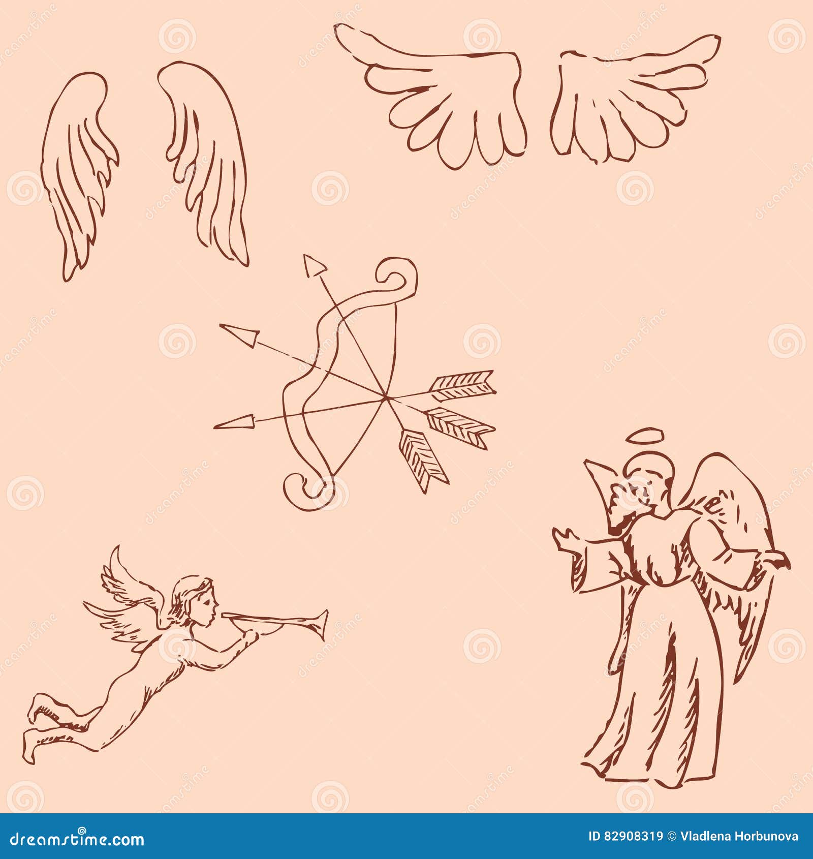 The Angels. Pencil Sketch by Hand. Vintage Colors Stock Vector ...